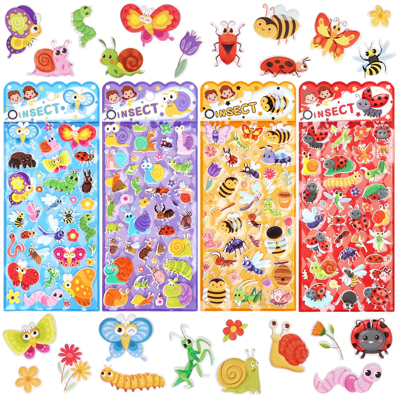 Amazon.com: Jactales Insect Bug Puffy Stickers for Kids – 3D Small Foam ...