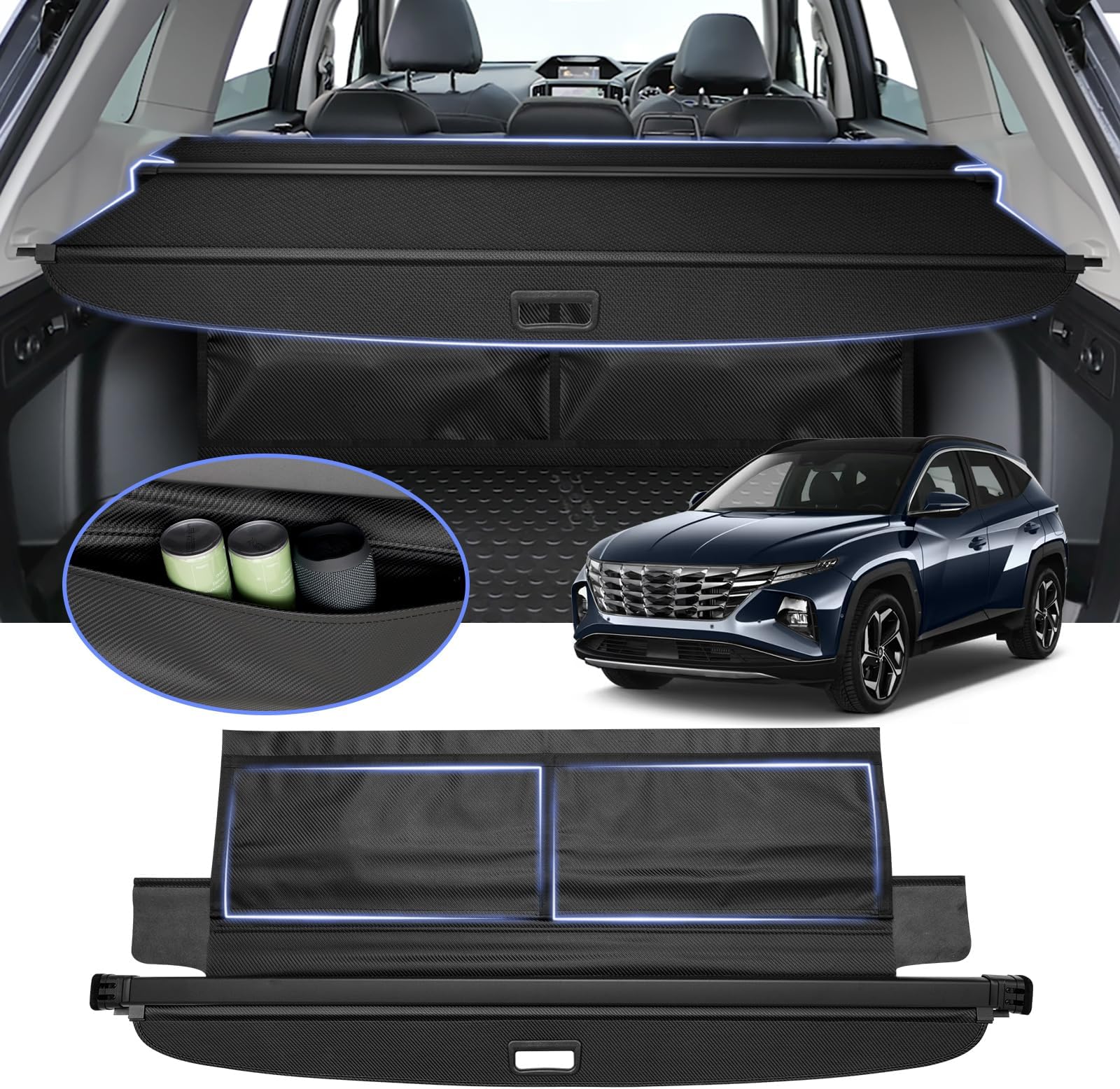 Amazon.com: Cargo Cover for Tucson 2022-2025 Accessories with Extra ...