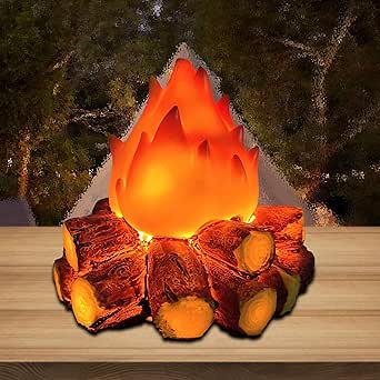 AQDZCNF Fake Fire Lamp, LED Campfire Night Lights, Battery Powered Camp ...