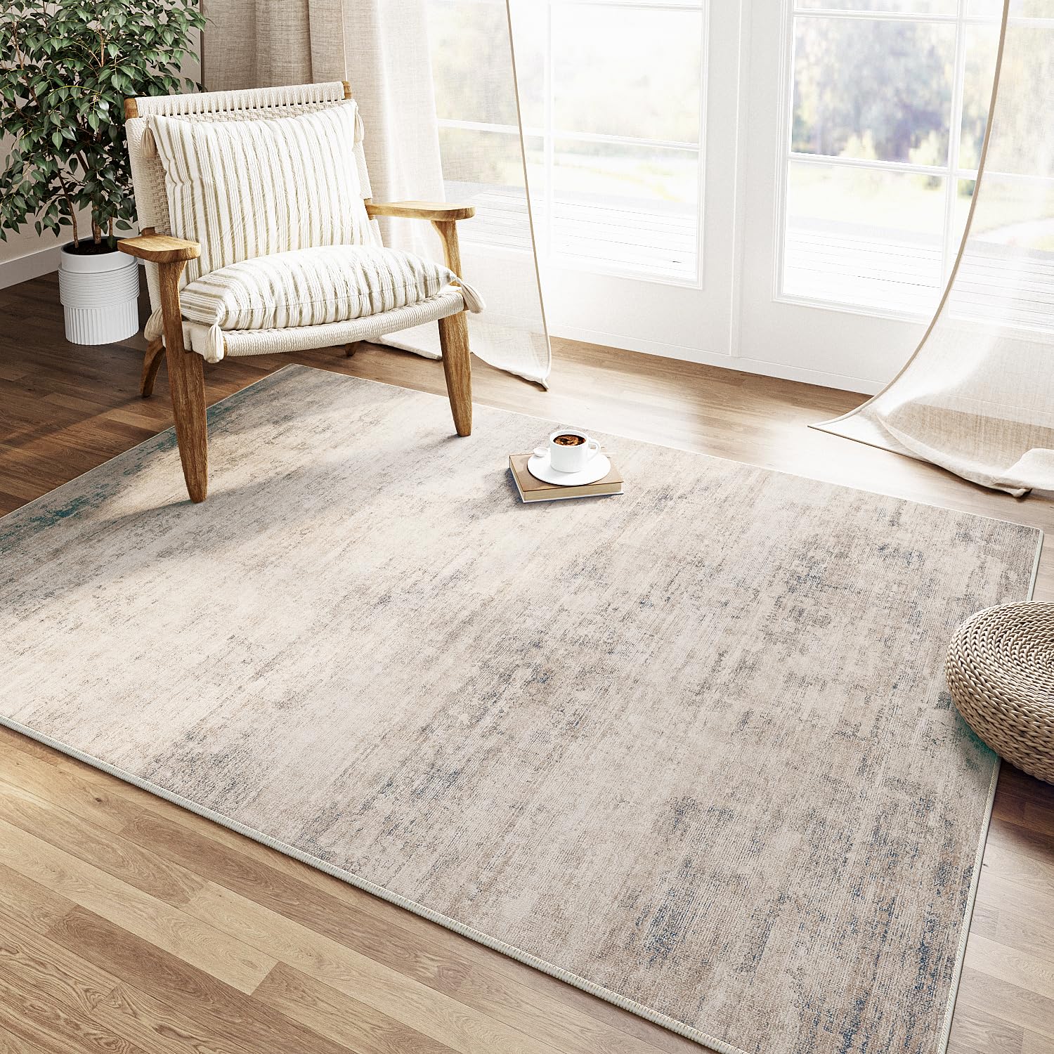 Amazon.com: HUGEAR 4x6 Rugs Machine Washable Grey Hallway Area Rug ...