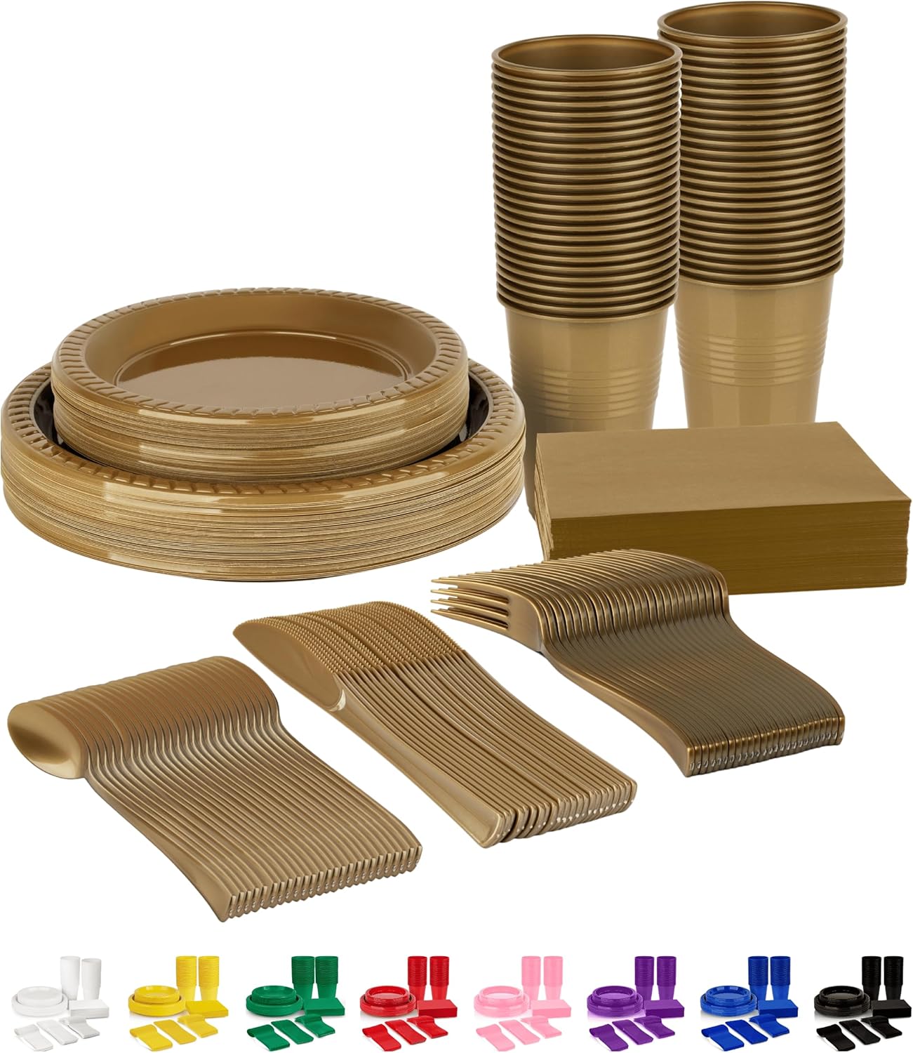Amazon.com: Grandipity 350 Piece Gold Disposable Dinnerware Set ...
