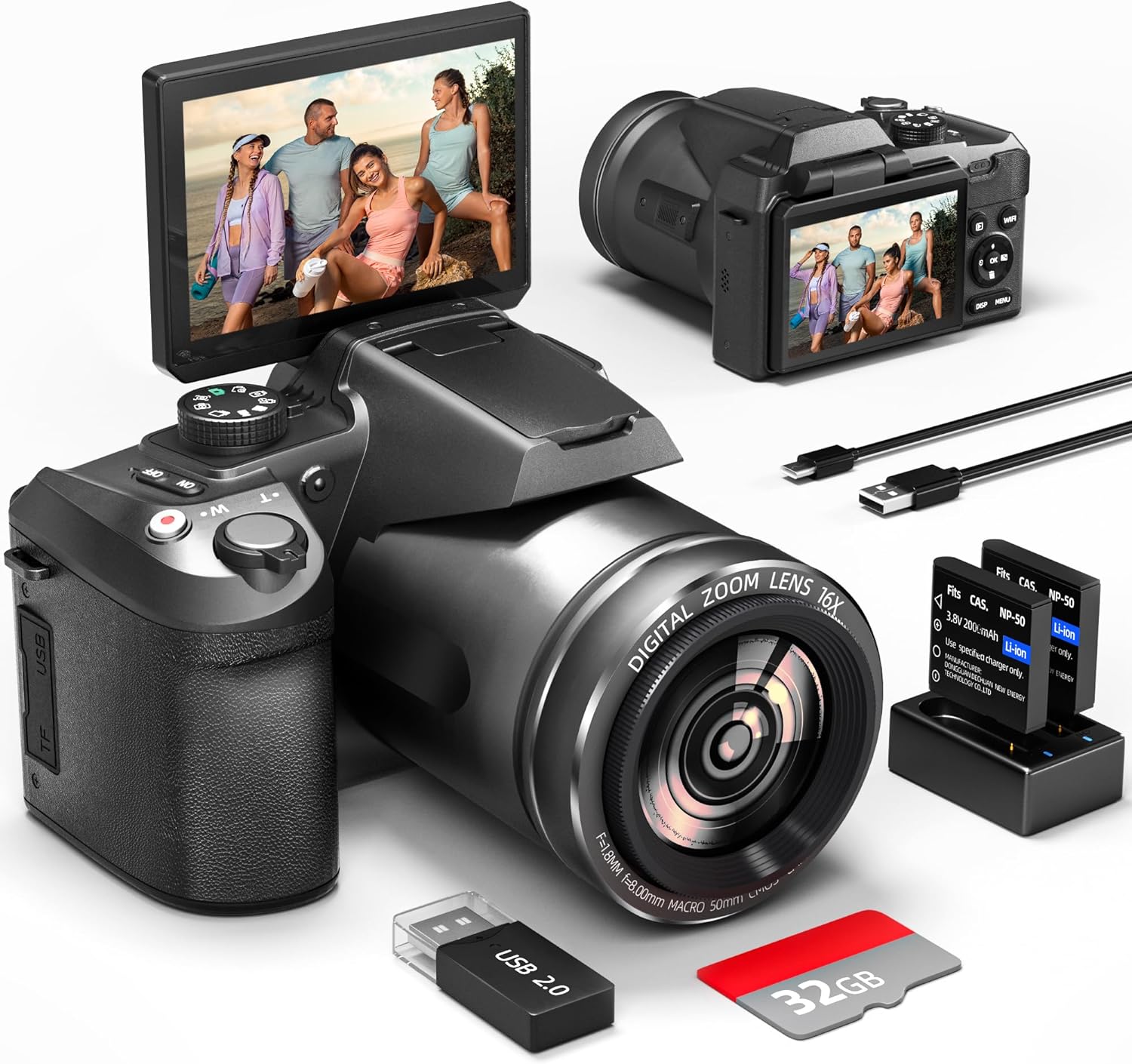 NBD 64MP Digital Camera，4K Vlogging Camera for YouTube with 3’’ Flip ...