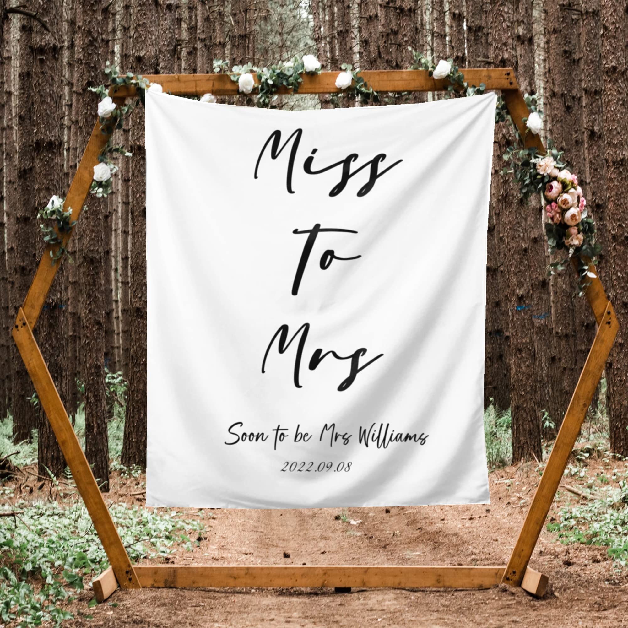 Amazon.com: Miss to Mrs Backdrop, Custom Tapestry with Names and Date ...