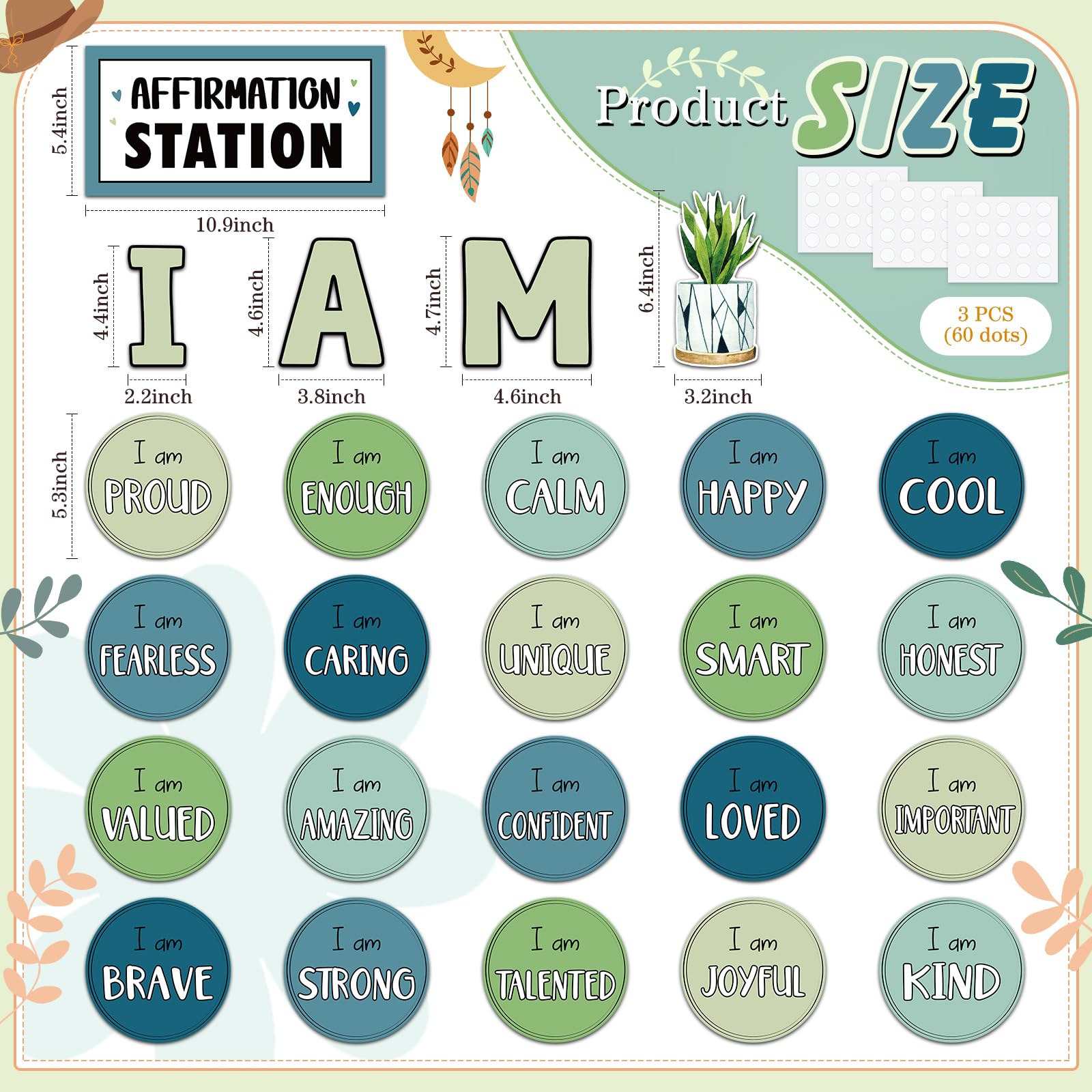 Snapklik.com : Greenery Affirmation Station Bulletin Board Set ...