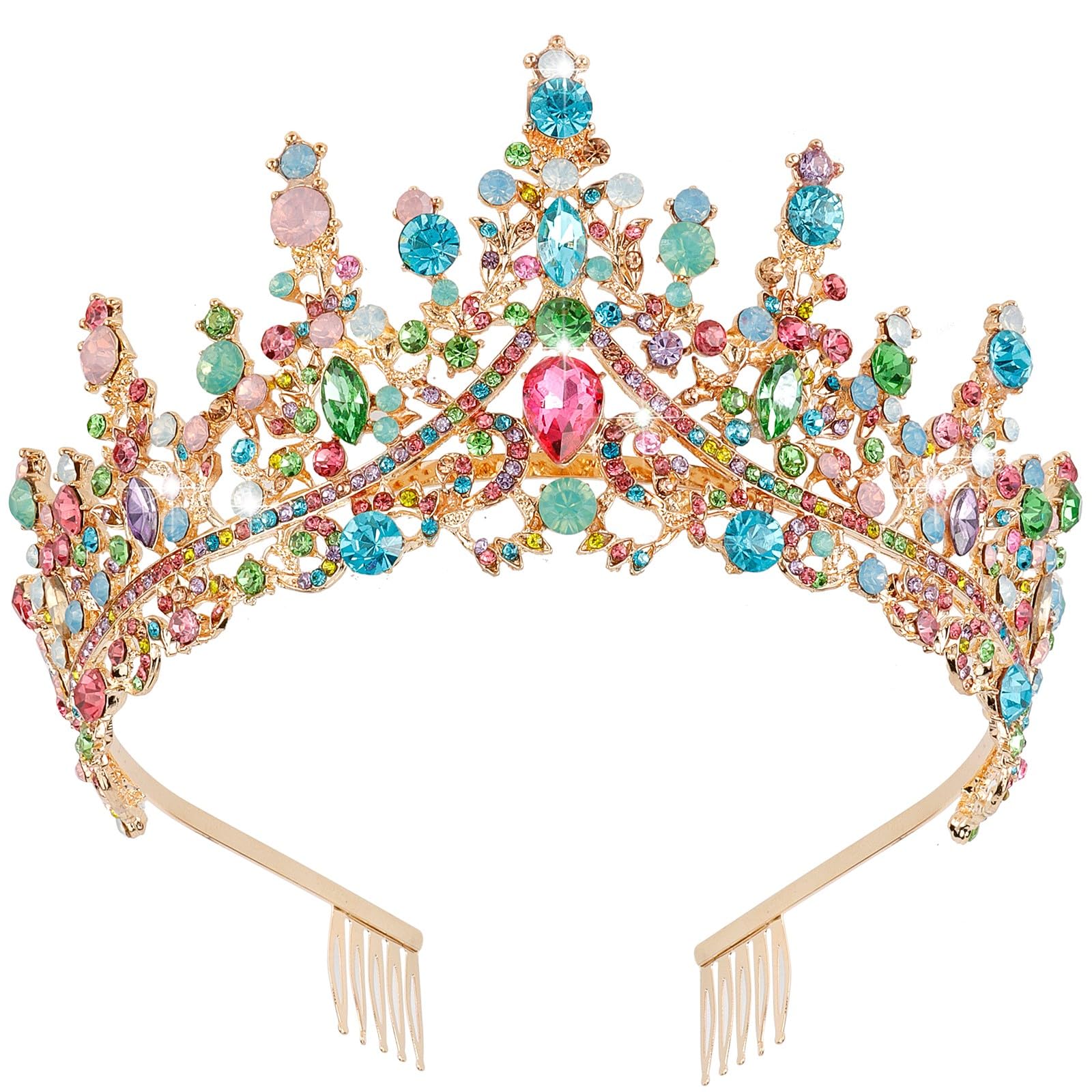 Amazon.com : CURASA Baroque Tiaras multicolor crown for women birthday ...