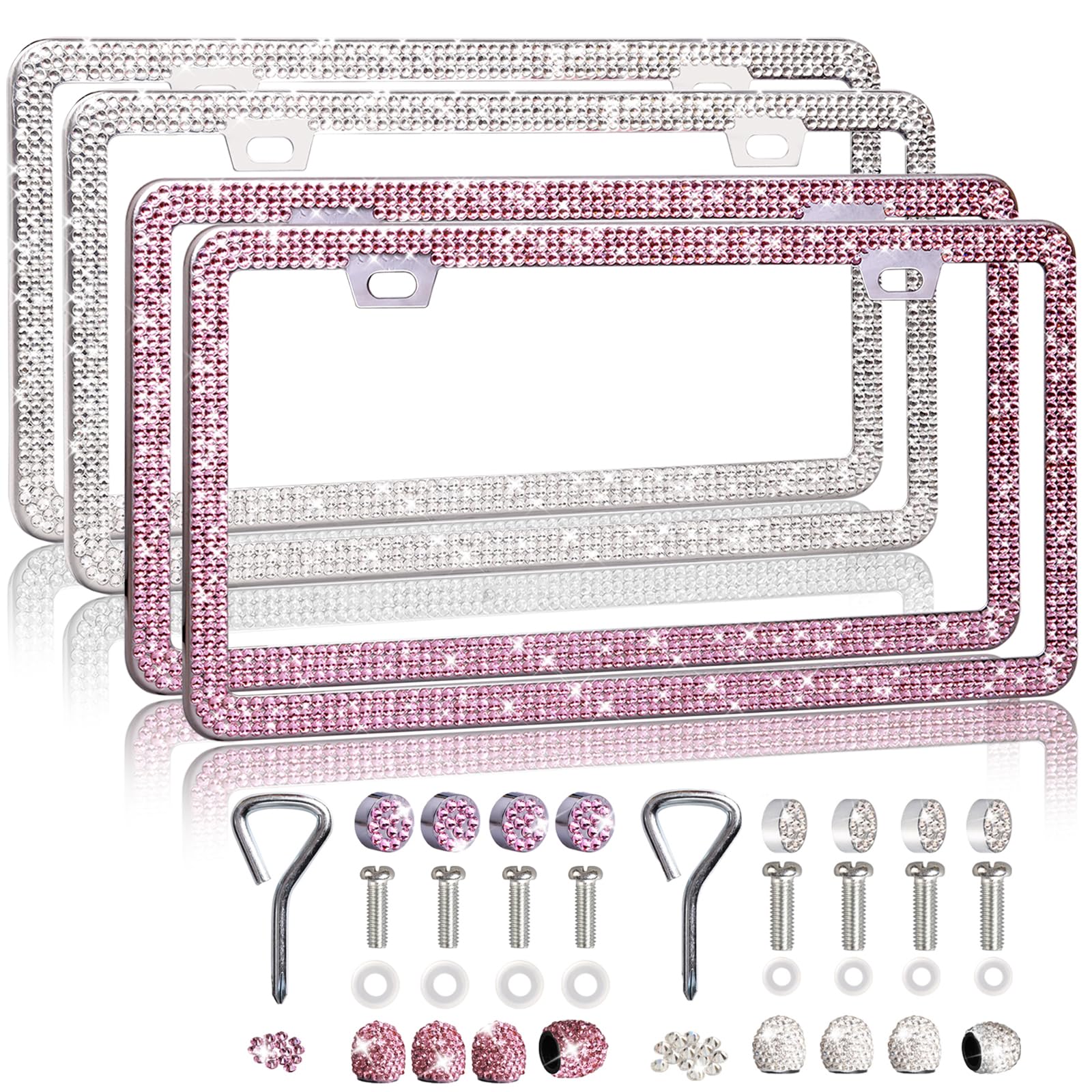 Amazon.com: 2Pack Pink License Plate Frame Bling License Plate Frames ...