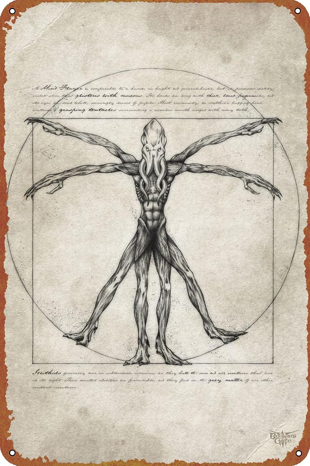 Amazon.com : Vitruvian Mind Flayer Poster Metal Plaque Tin Sign,Vintage ...