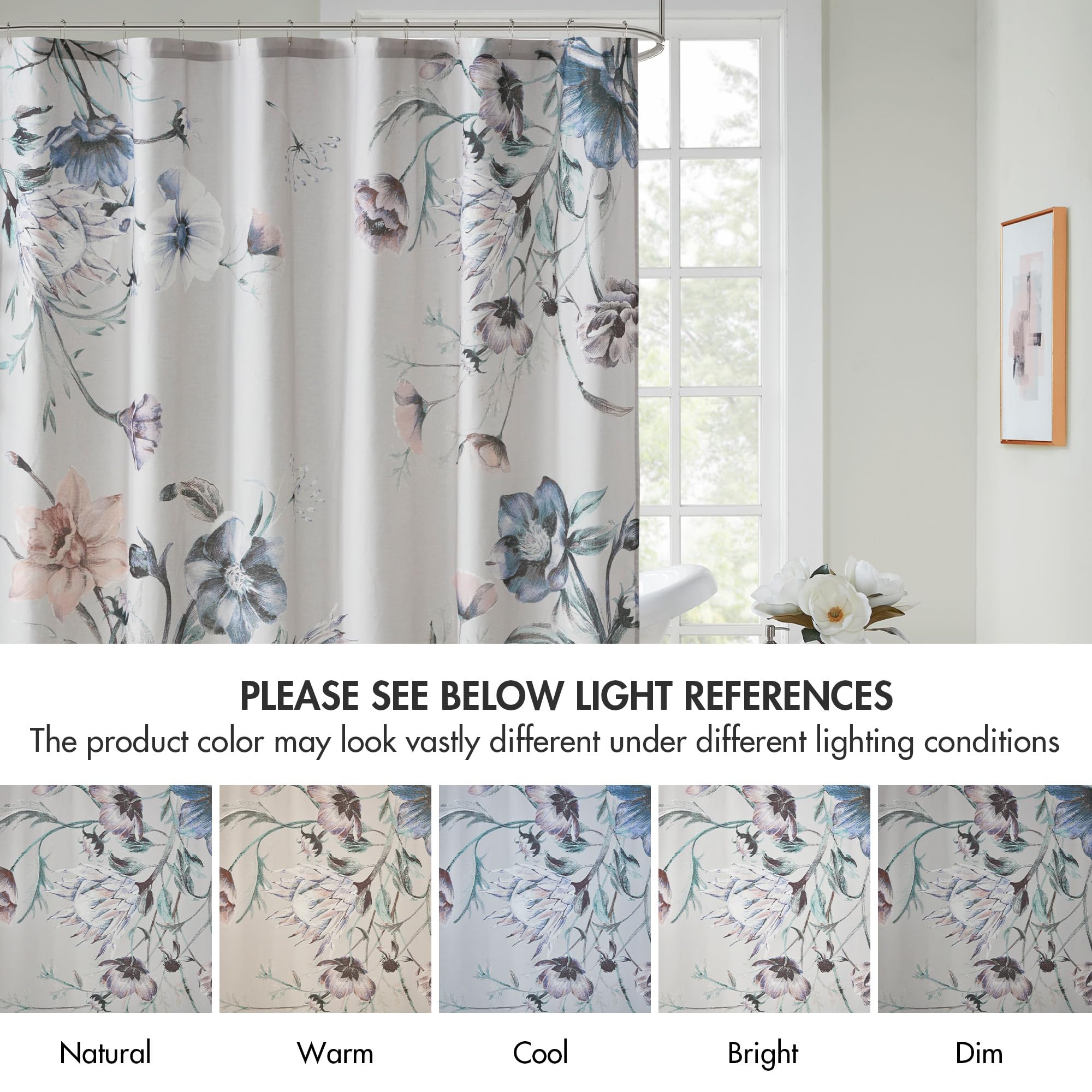 Cassandra Shower Curtain Living Colors Cassandra White & Tan Floral