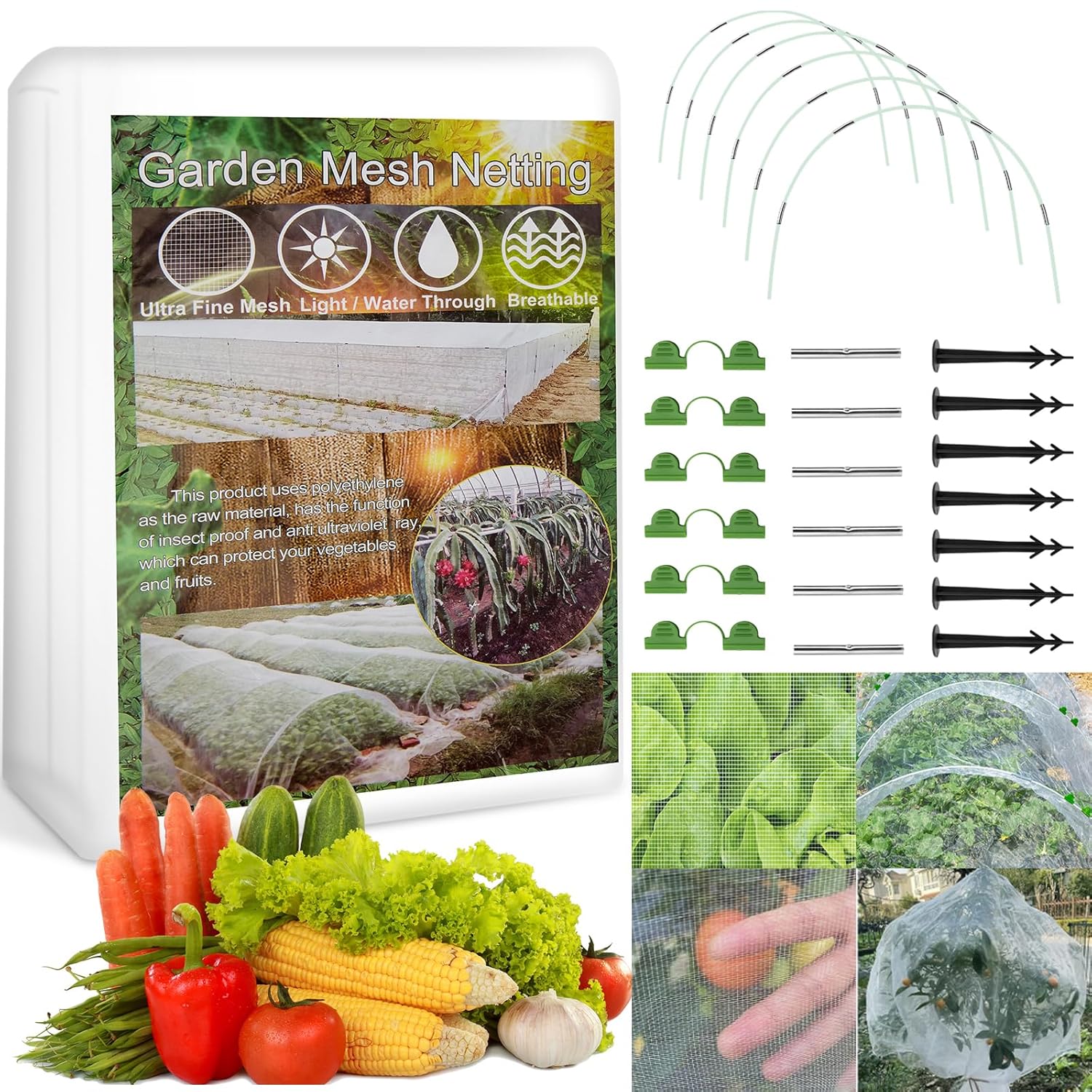 WADEO Garden Netting Kit, Greenhouse Covers Bird Netting for Garden ...