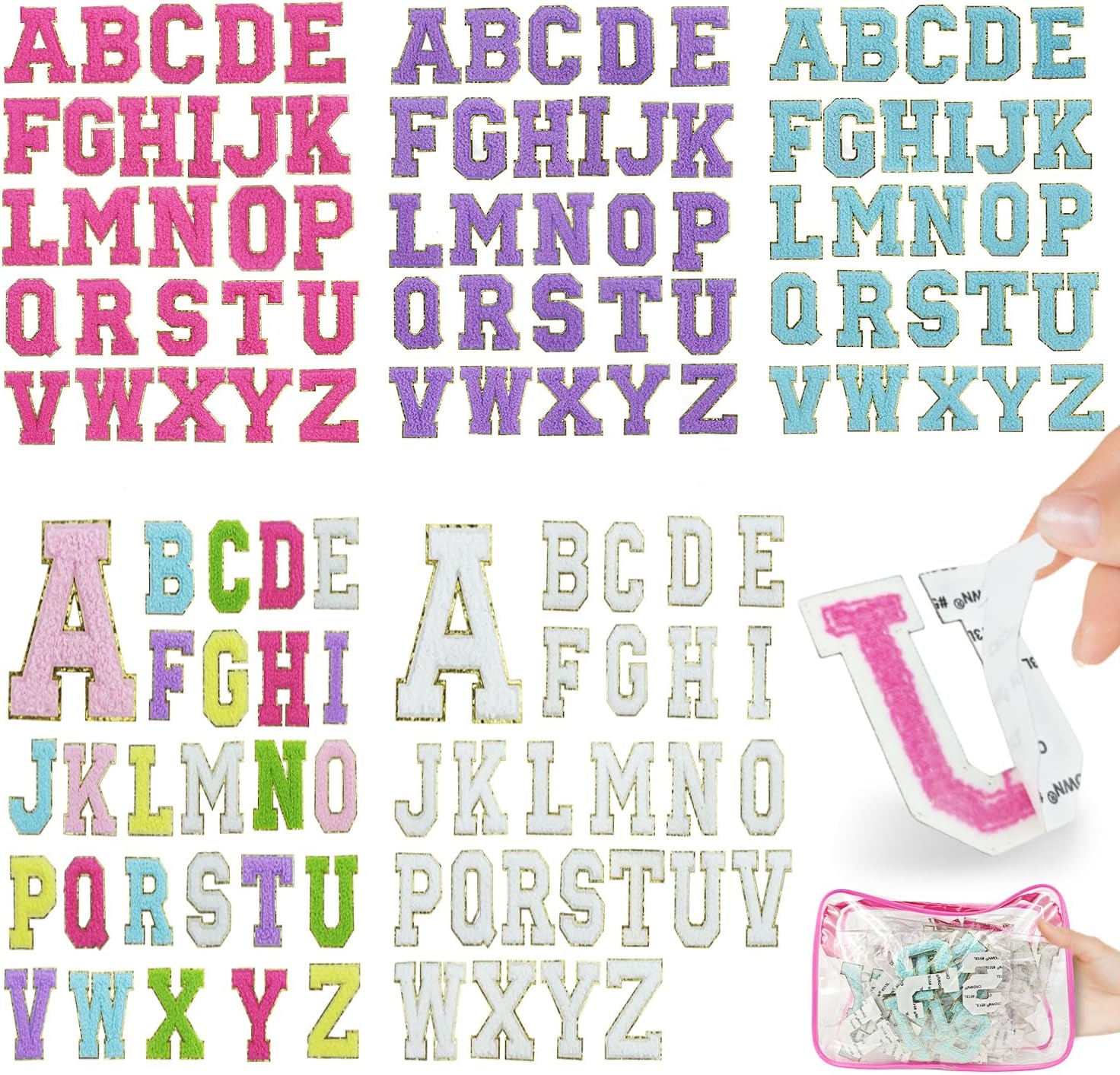 Amazon.com: Ovatt 130 Pieces Chenille Letter Patches, Iron on Sew on ...