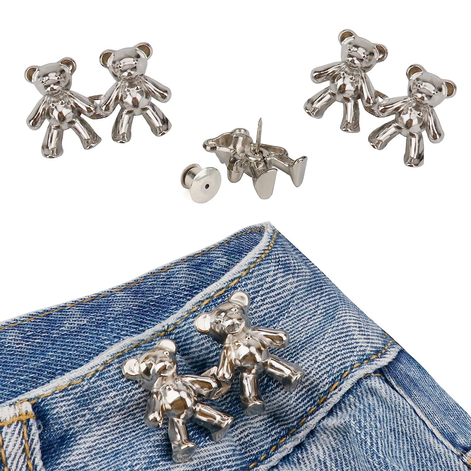 SNOZIO Cute Bear Button Pins for Jeans Teddy Bear Button Pins ...