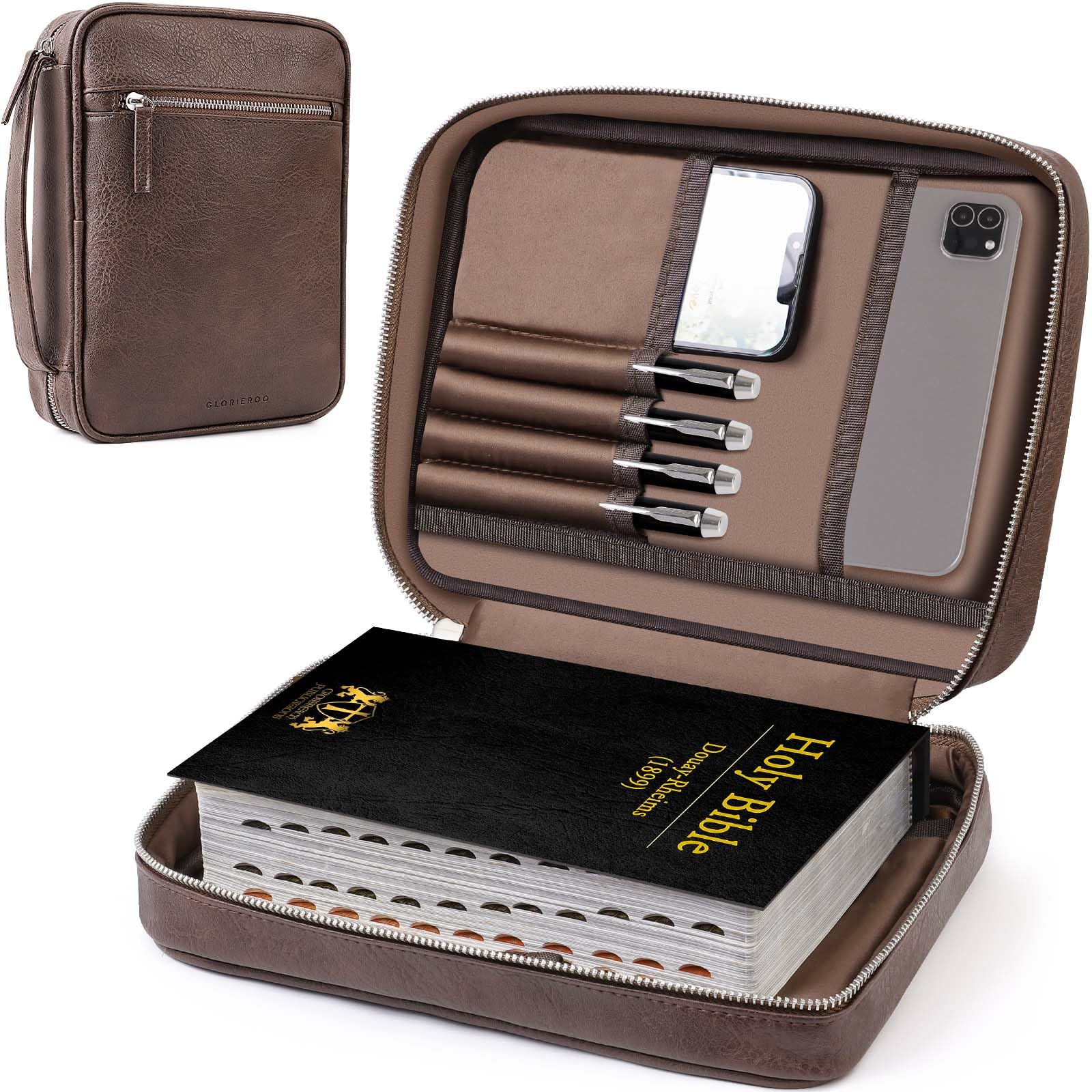 Amazon.com: GLORIEROO Bible Cover - Bible Case with Durable Handle ...