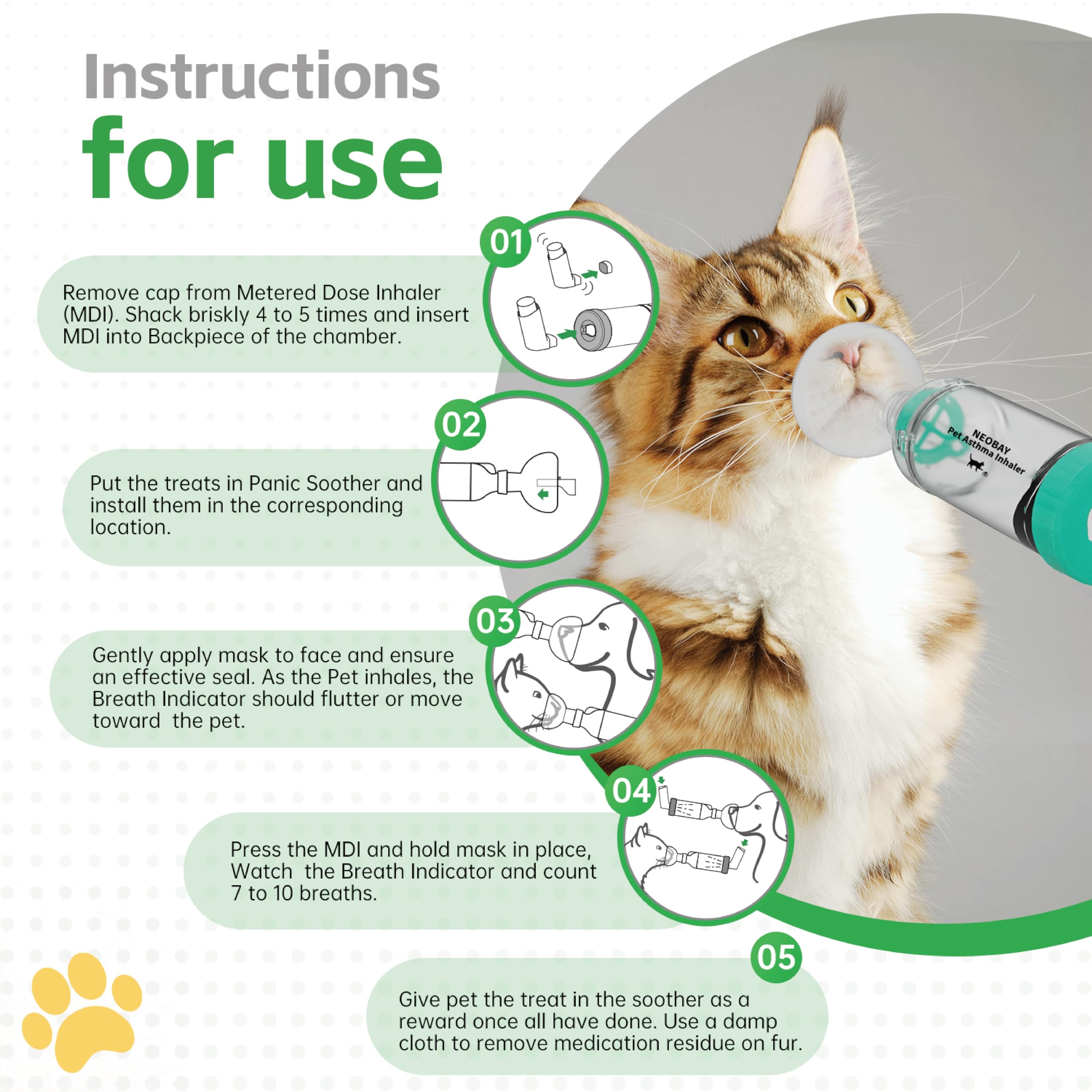 Aerokat Inhaler For Cats With Breathing Indicator - Includes 2 Masks To ...