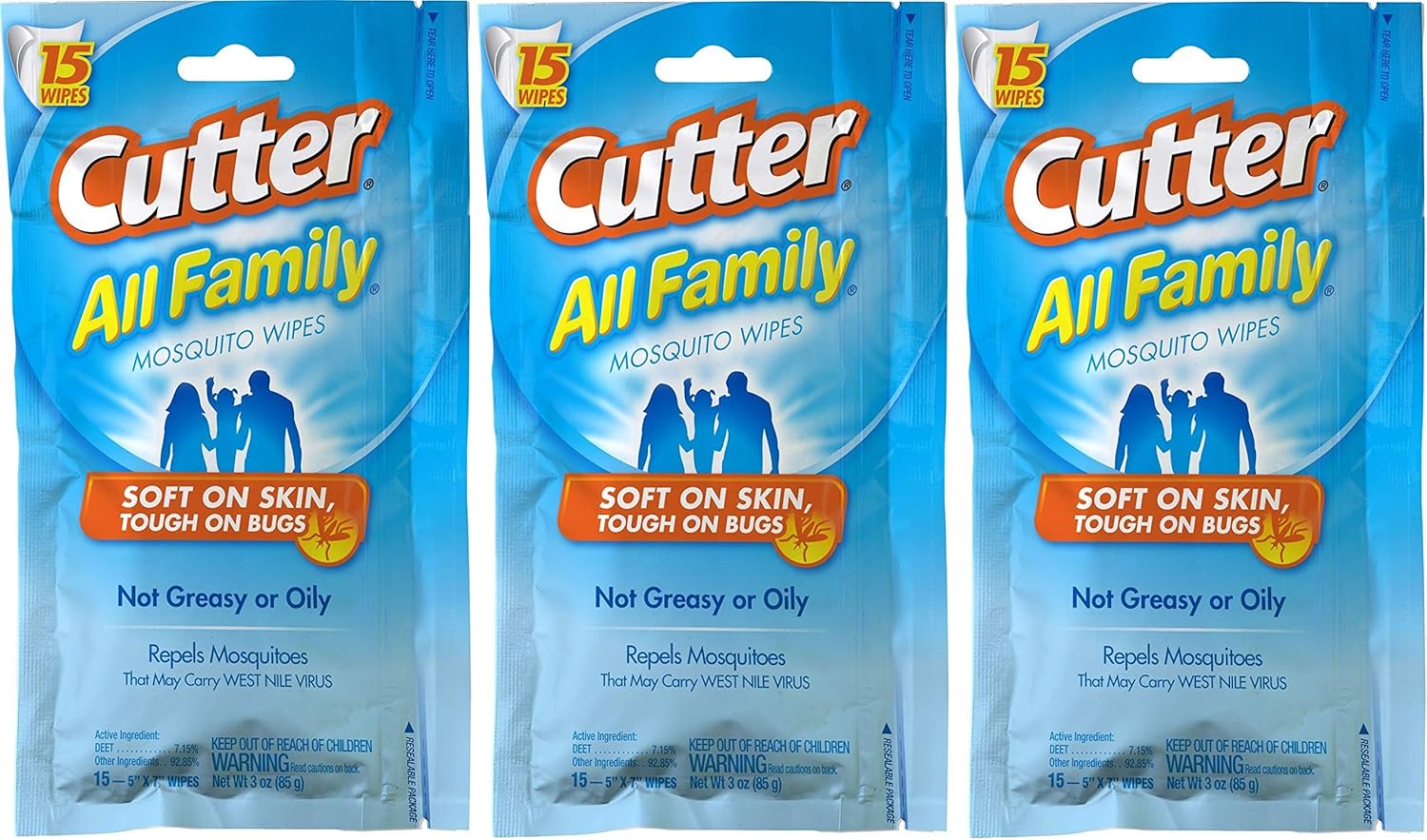 Buy Cutter All Family 15 Count Insect Repellent Mosquito Wipes 7.15% ...