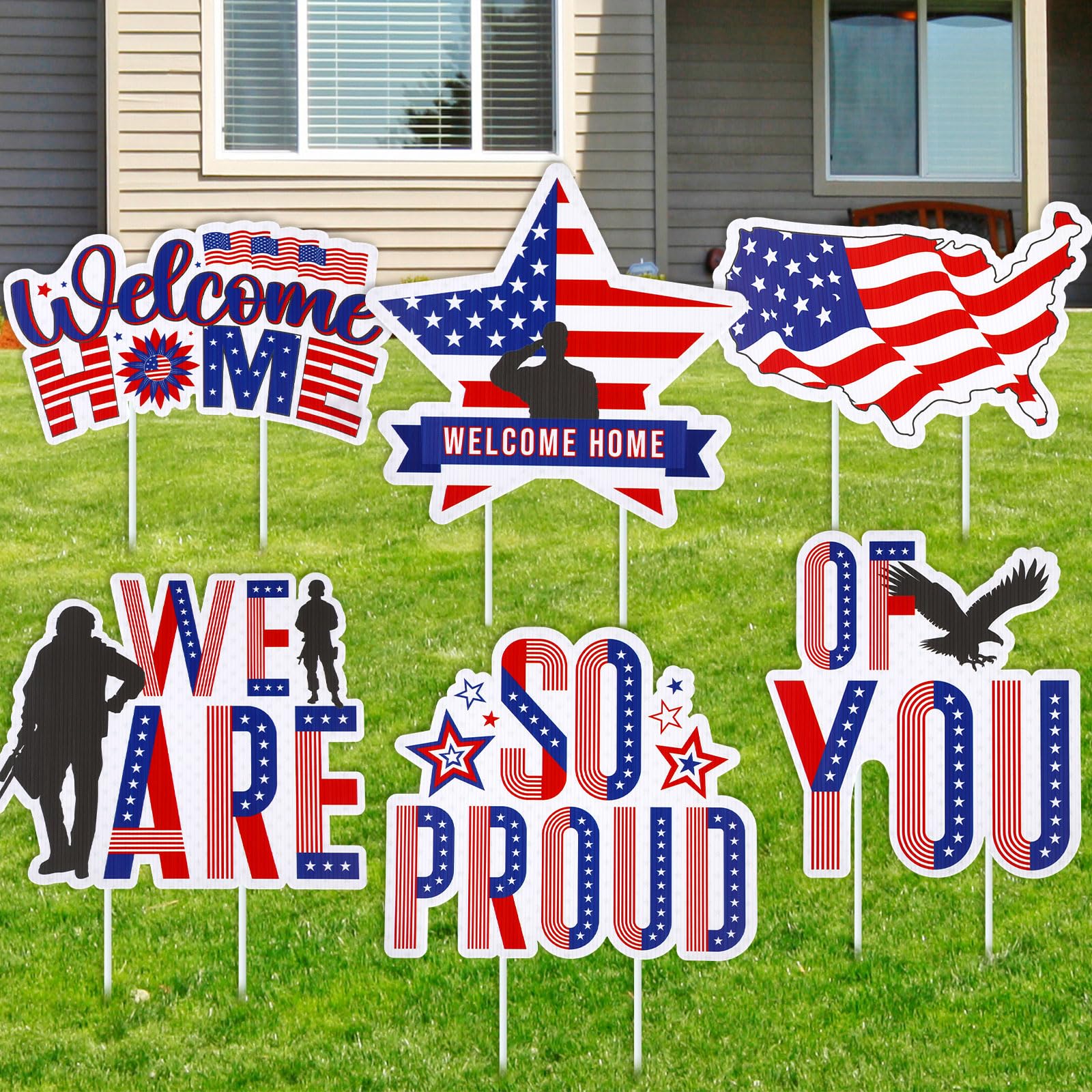 Amazon.com : Memorywuu 6 Pcs Military Welcome Home Yard Sign We Are So ...