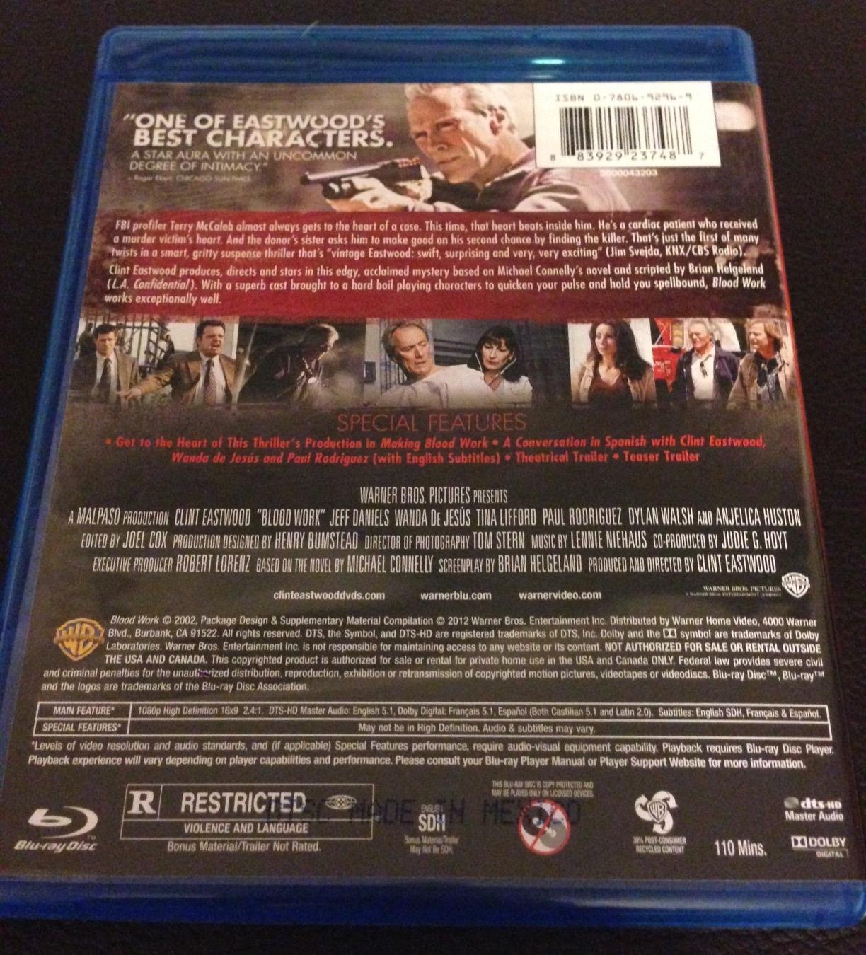 Blood Work [VHS] : Clint Eastwood, Jeff Daniels, Anjelica Huston, Wanda ...