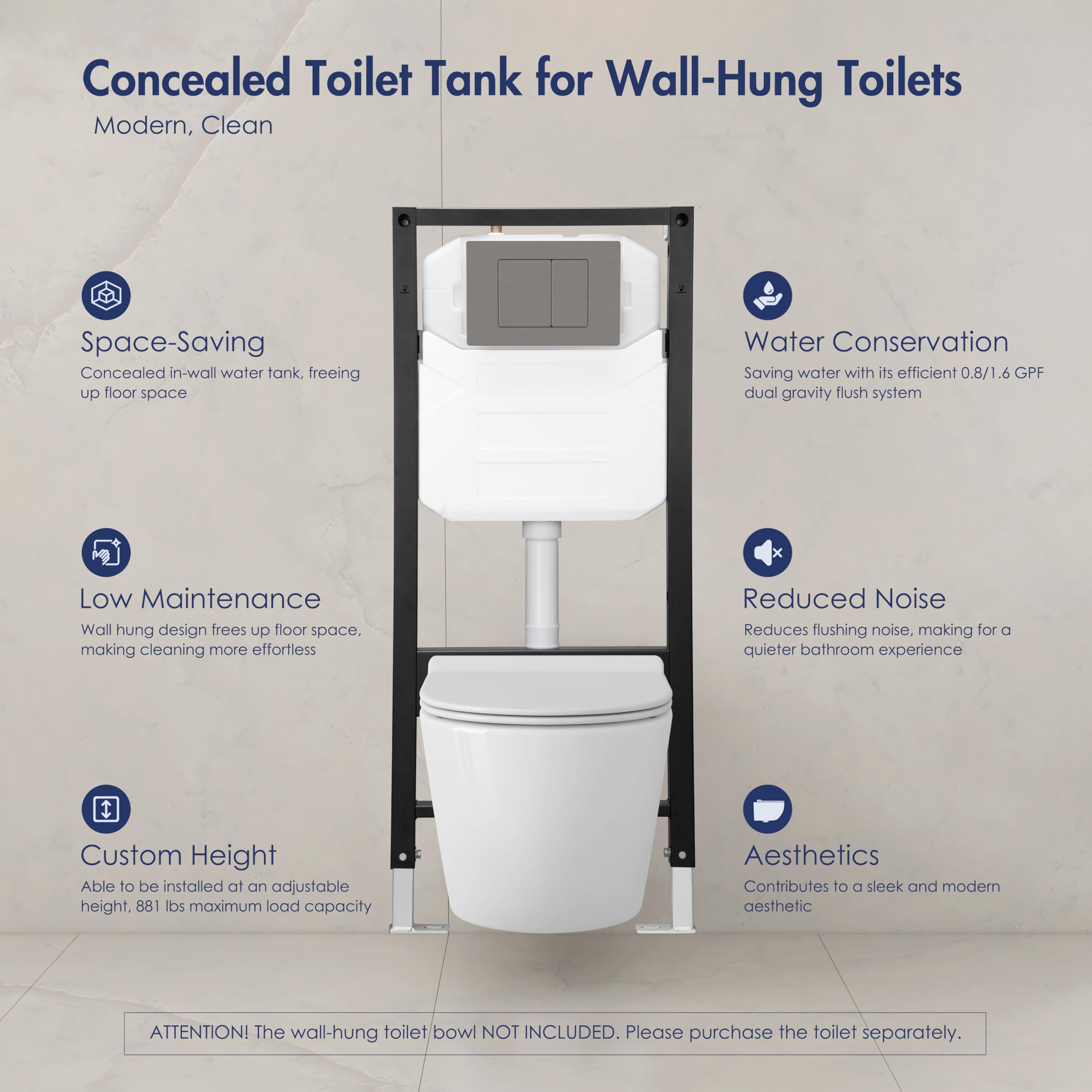 Snapklik.com : Concealed Toilet Tank Carrier, Eridanus In-Wall Toilet ...