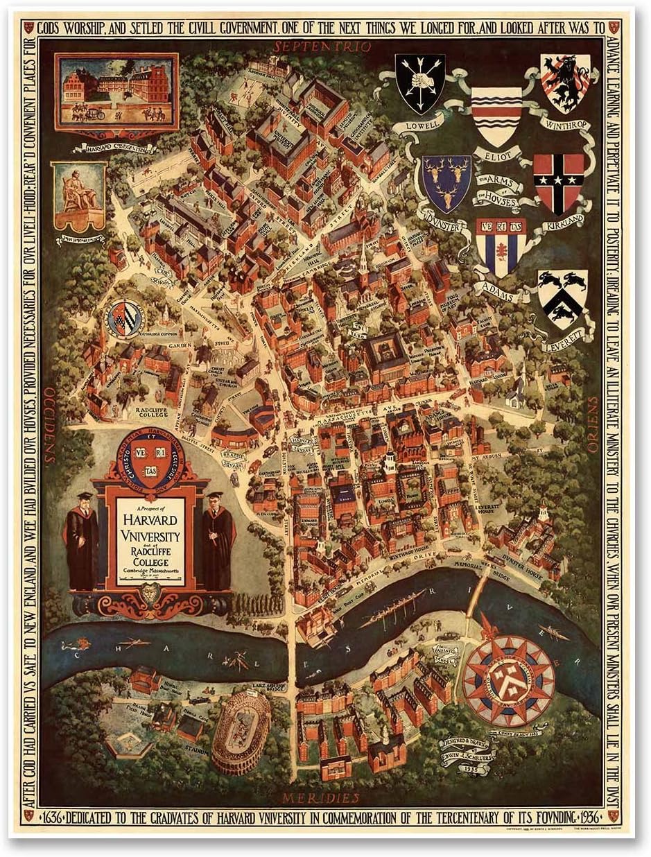 Amazon.com: Antiguos Maps Harvard University and Radcliffe College ...