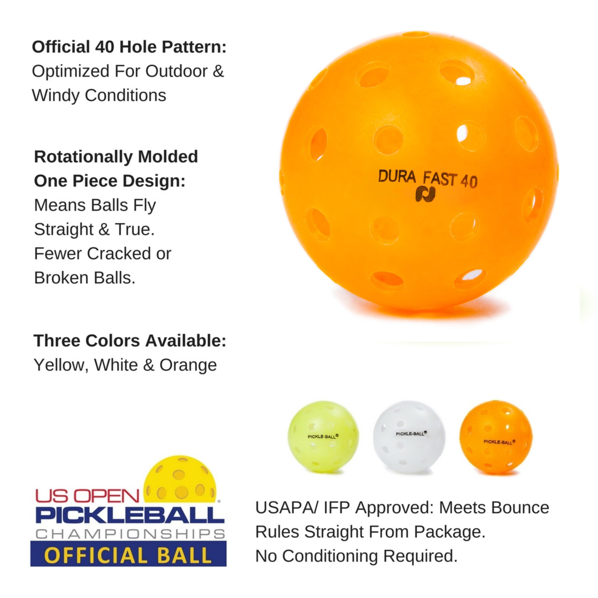 Snapklik.com : Dura Fast 40 Pickleballs Outdoor Pickleball Balls Orange ...