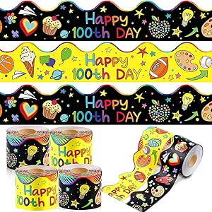 Amazon.com: 262ft Happy 100th Day Bulletin Board Borders 100th Day of ...