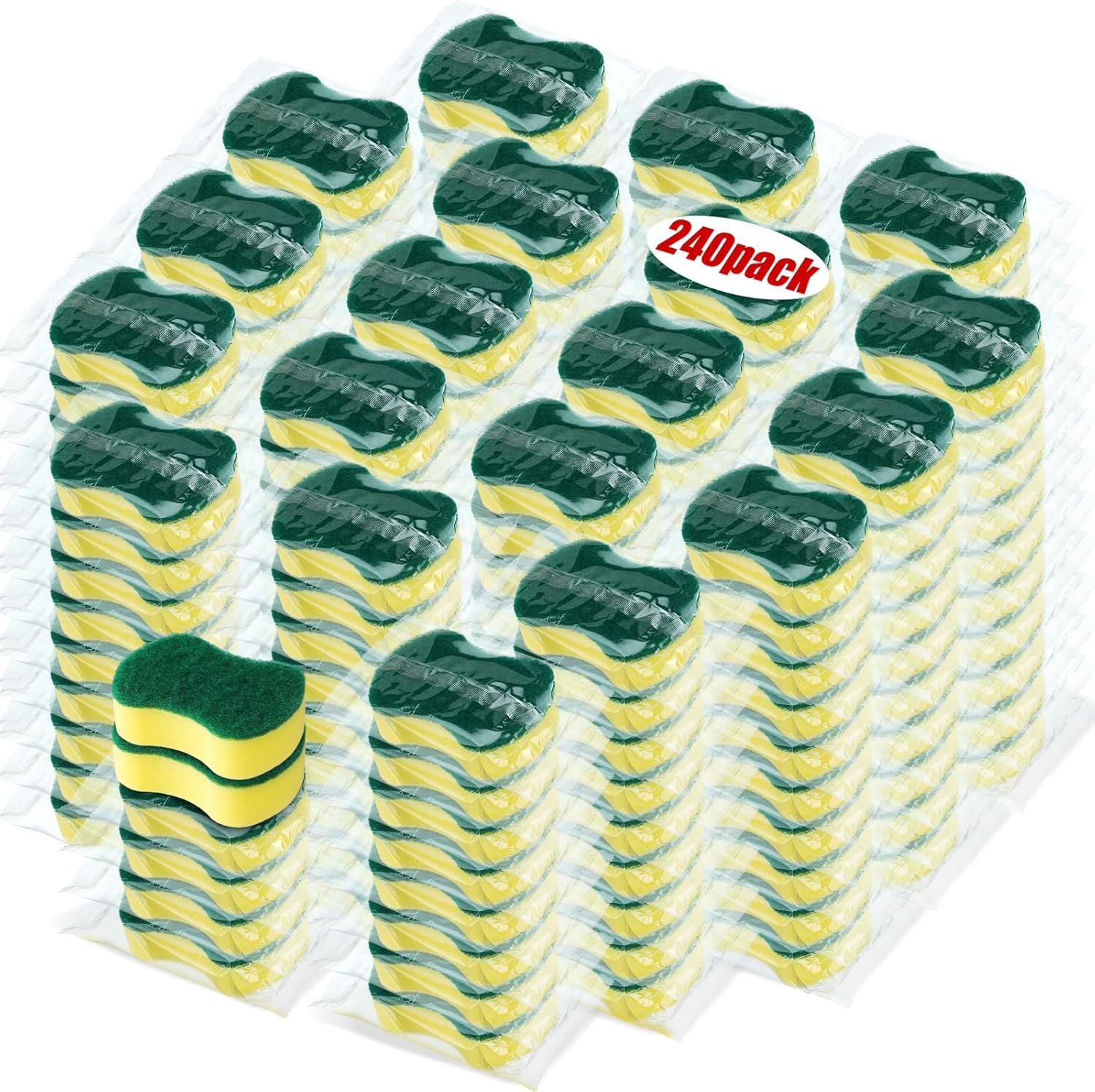 Amazon.com: Tanlade 240 Pcs Individually Wrapped Sponges Kitchen Bulk ...