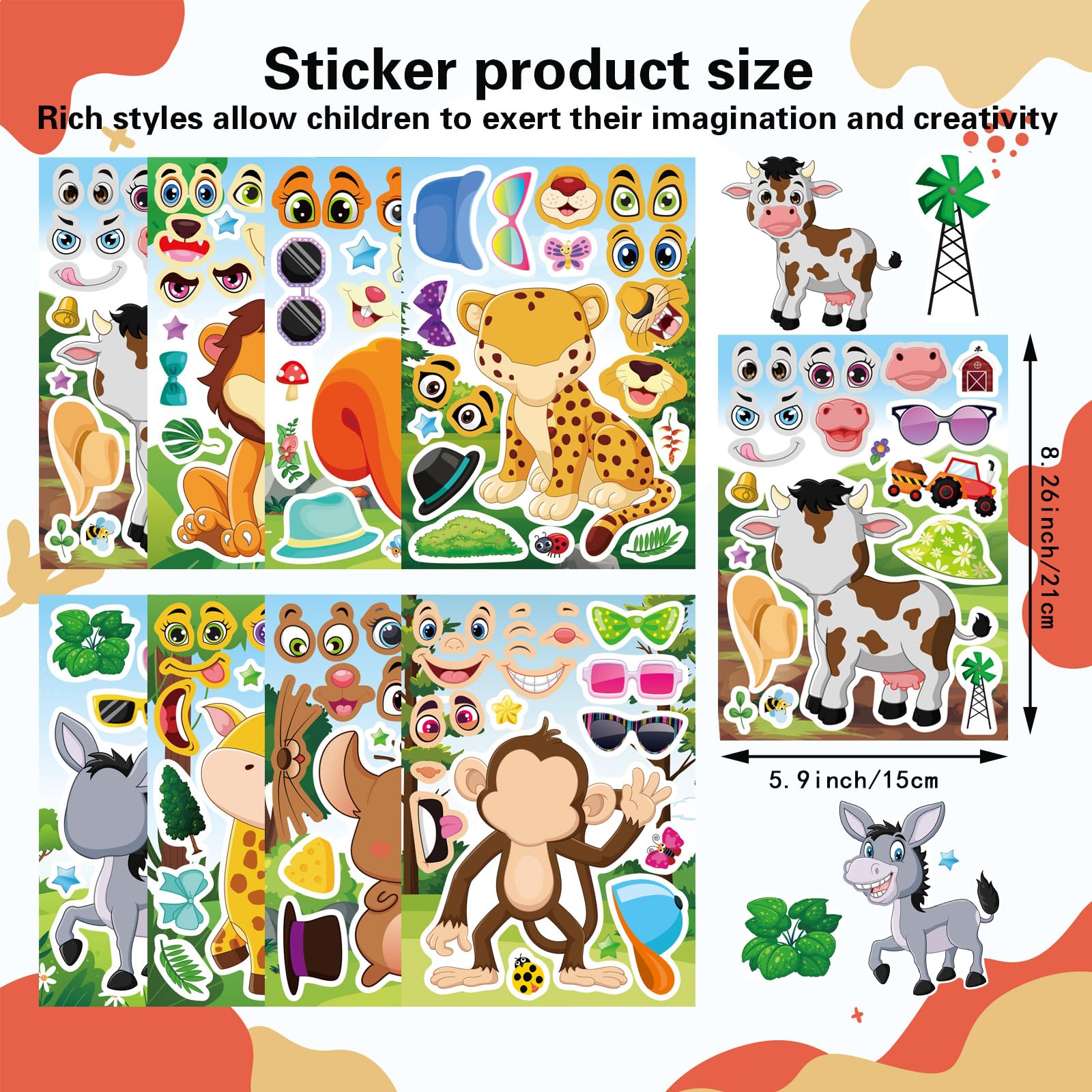 Snapklik.com : 24 Sheets Animal Stickers For Kids Toddler, Jungle ...