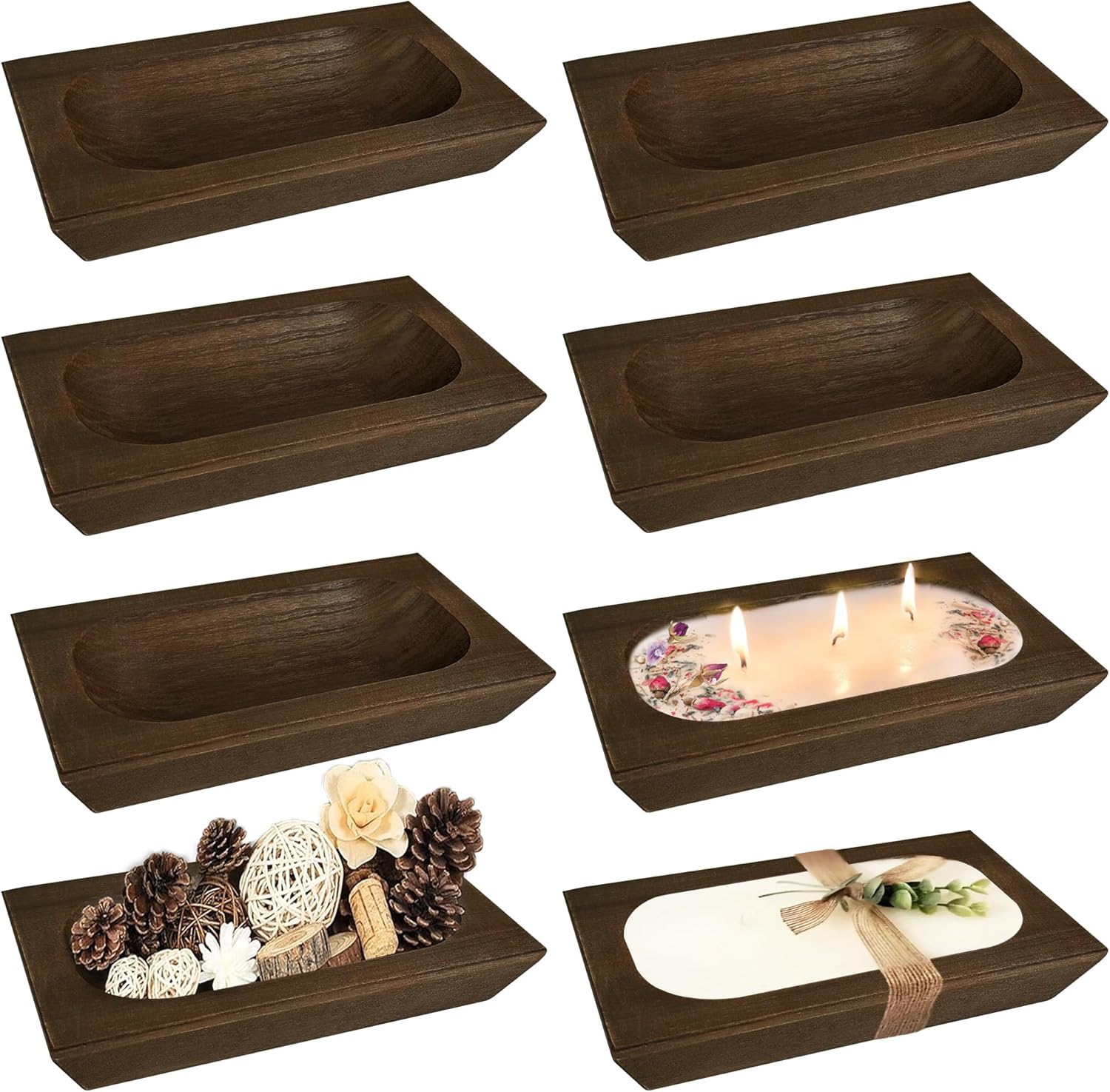 Amazon.com: Royxen 8 Pack Wooden Dough Bowls - Paulownia, Rustic ...