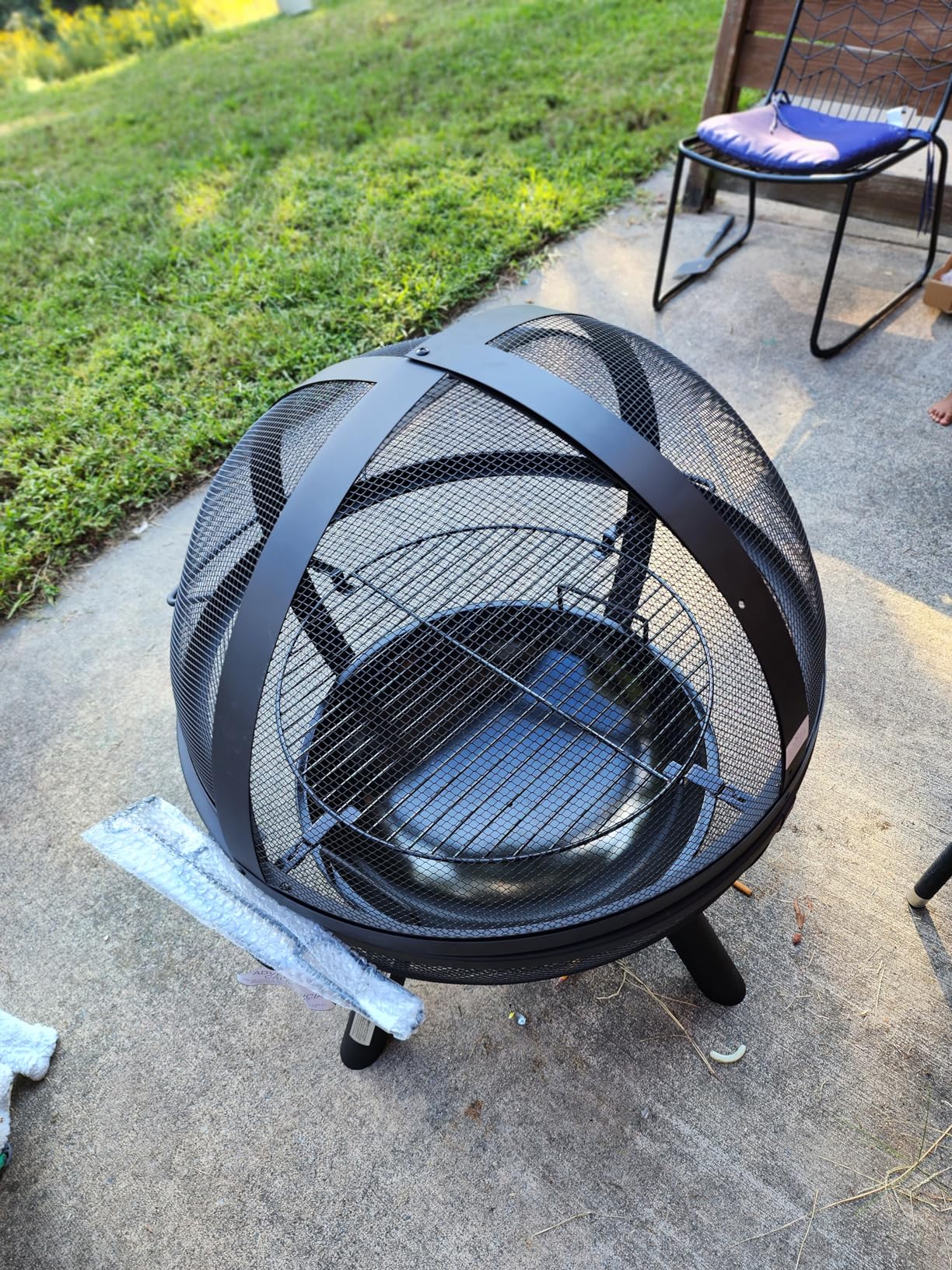 $23/mo - Finance Ikuby Ball of Fire Pit 35" Outdoor fire Ball with BBQ ...