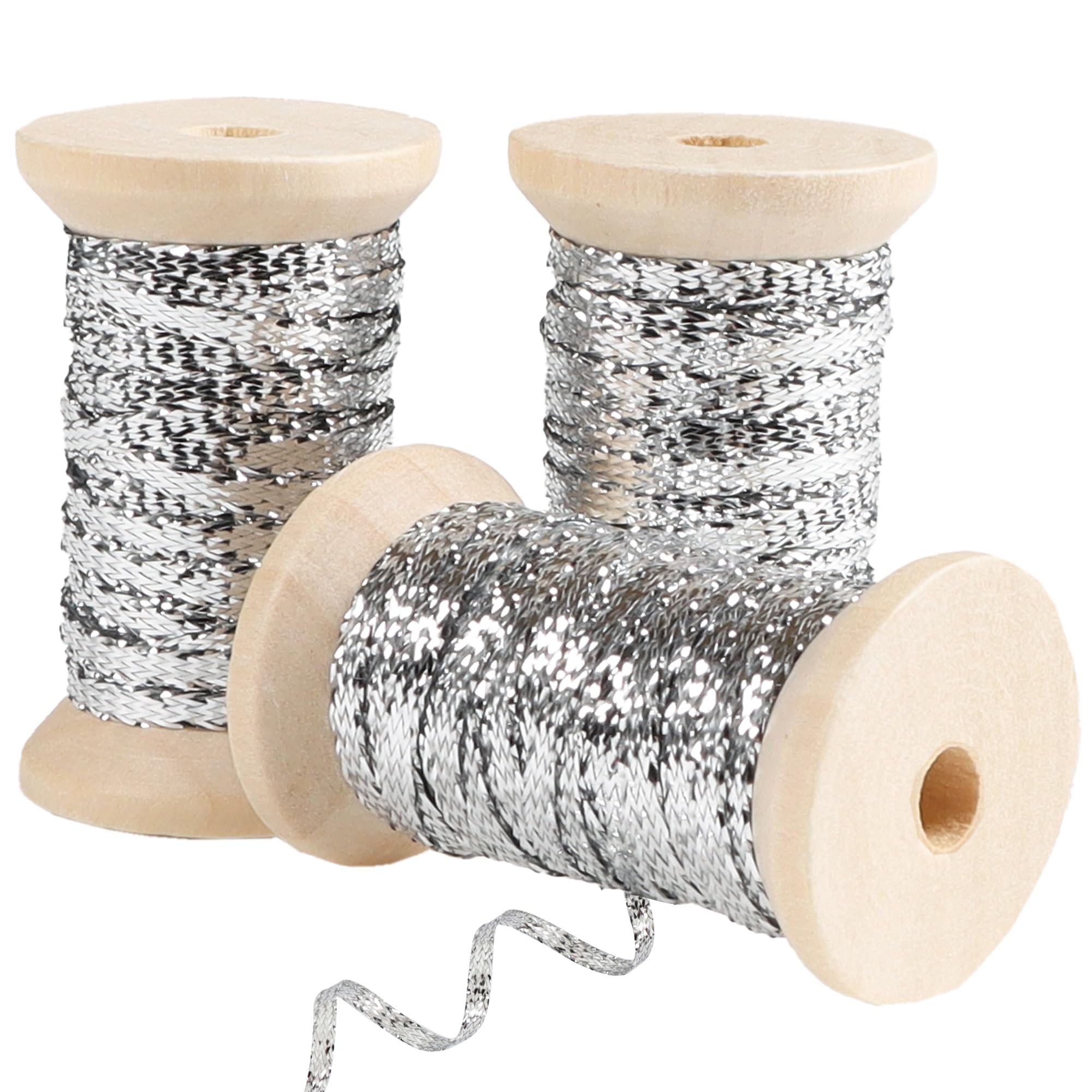 Amazon.com: RIBBOOO Silver Thin Ribbon 1/8 inchMetallic Braided Double ...