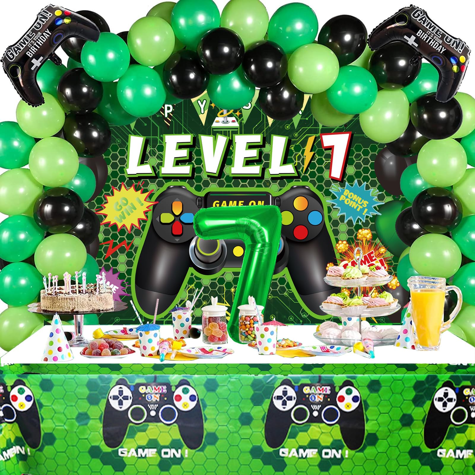 Amazon.com: Vlipoeasn 90PCS 7th Birthday Video Game Party Decorations ...