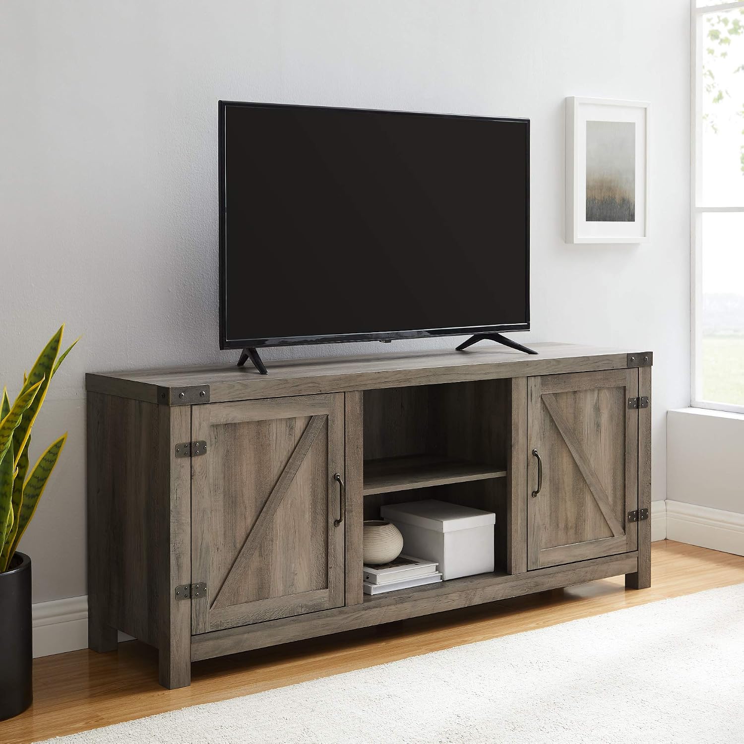 Amazon.com: Tucker 58 Inch TV Stand in Grey Wash : Home & Kitchen
