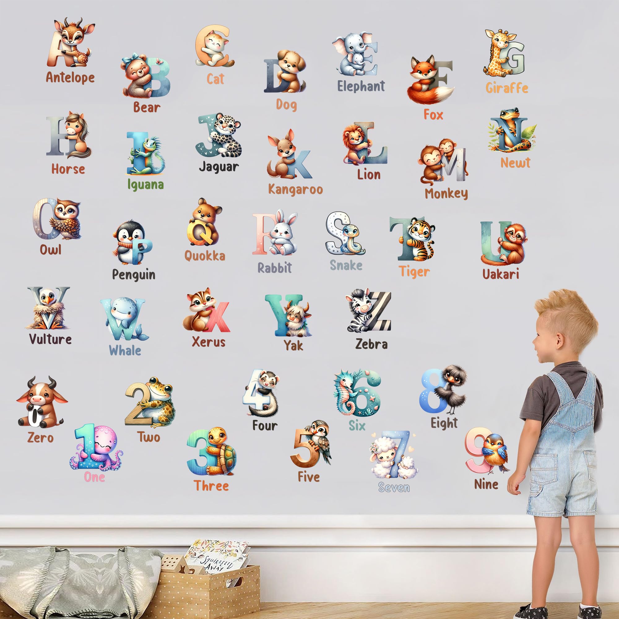 Animal Alphabet Numbers Wall Stickers, Learning ABC Letter Wall Decals ...