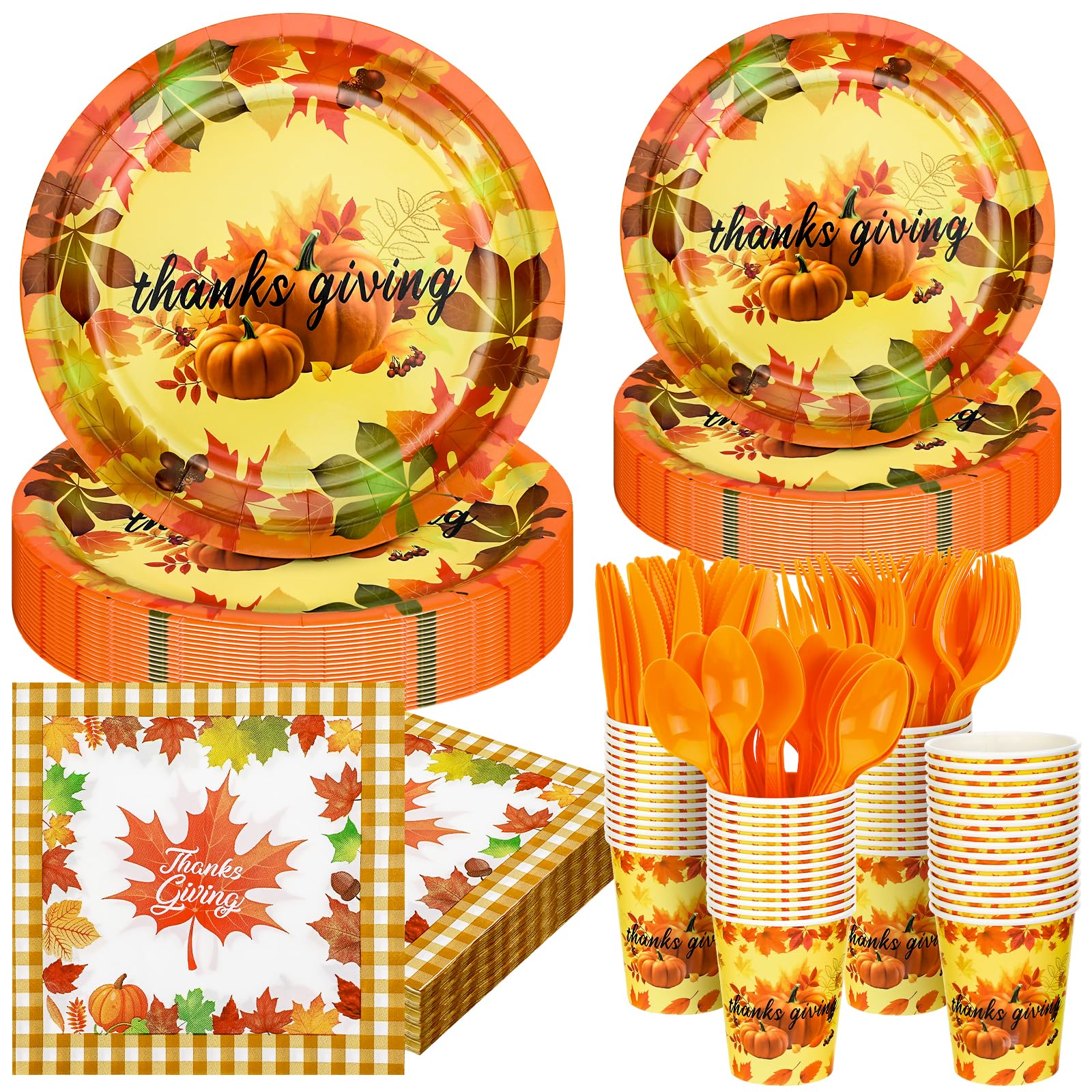 Amazon.com: Bokon 240 PCS Fall Thanksgiving Party Supplies Fall ...