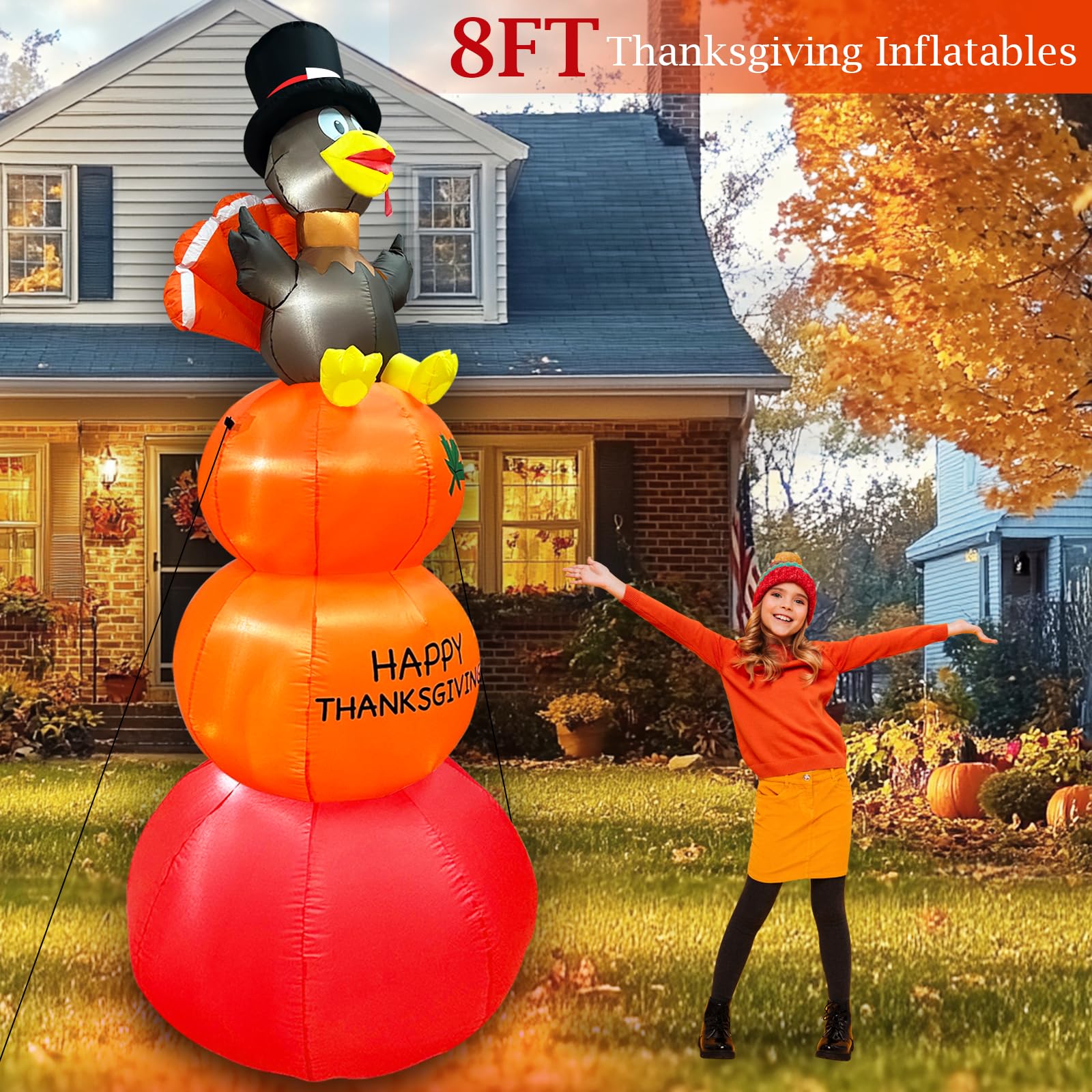 Snapklik.com : 8 Foot Tall Thanksgiving Inflatables Turkey Outdoor ...
