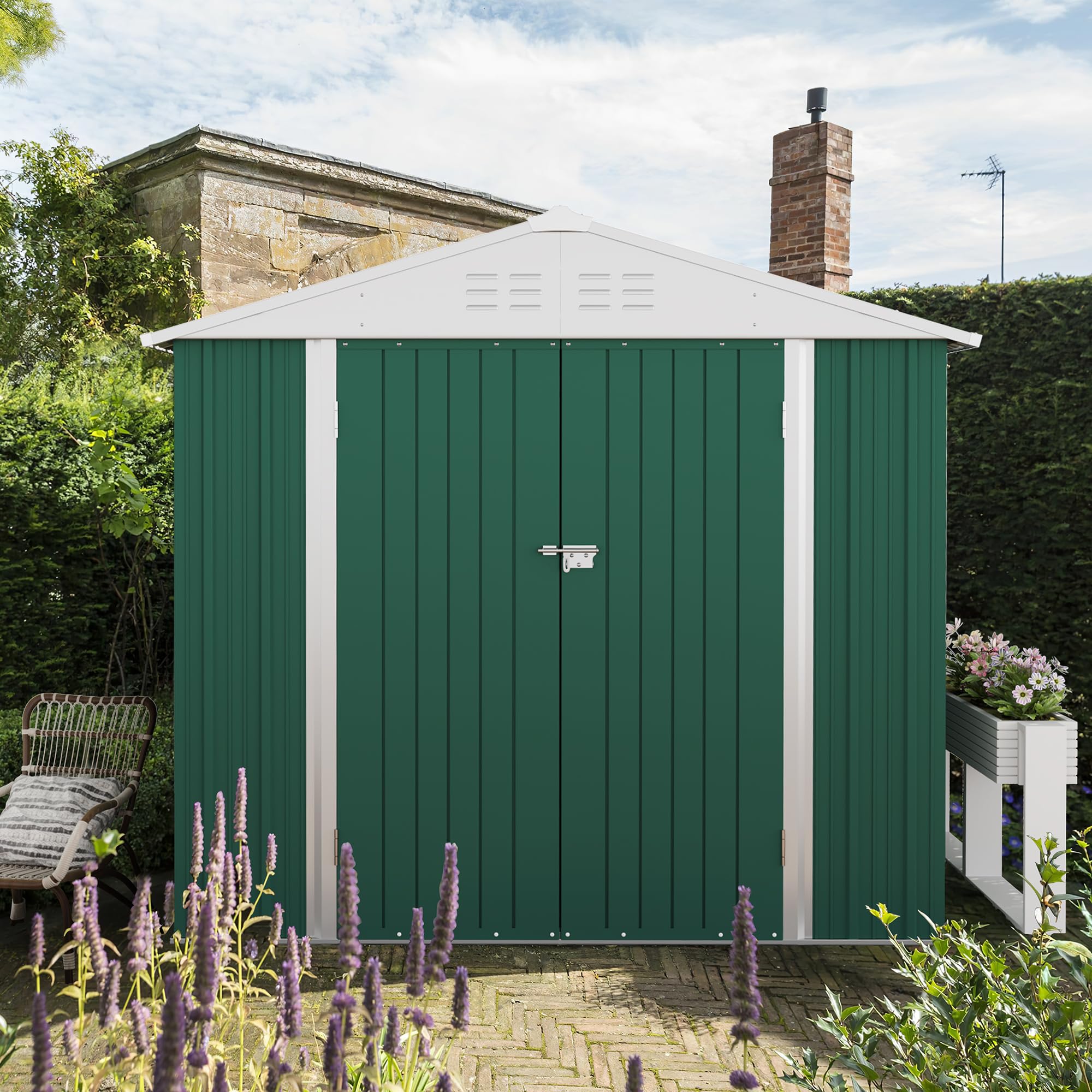 Snapklik.com : Devoko Outdoor Storage Shed 6 X 8 FT Lockable Metal ...