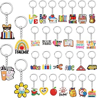 Amazon.com: 30Pcs Teacher Keychains Bulk,DIY Cute Keychain Charms,Back ...