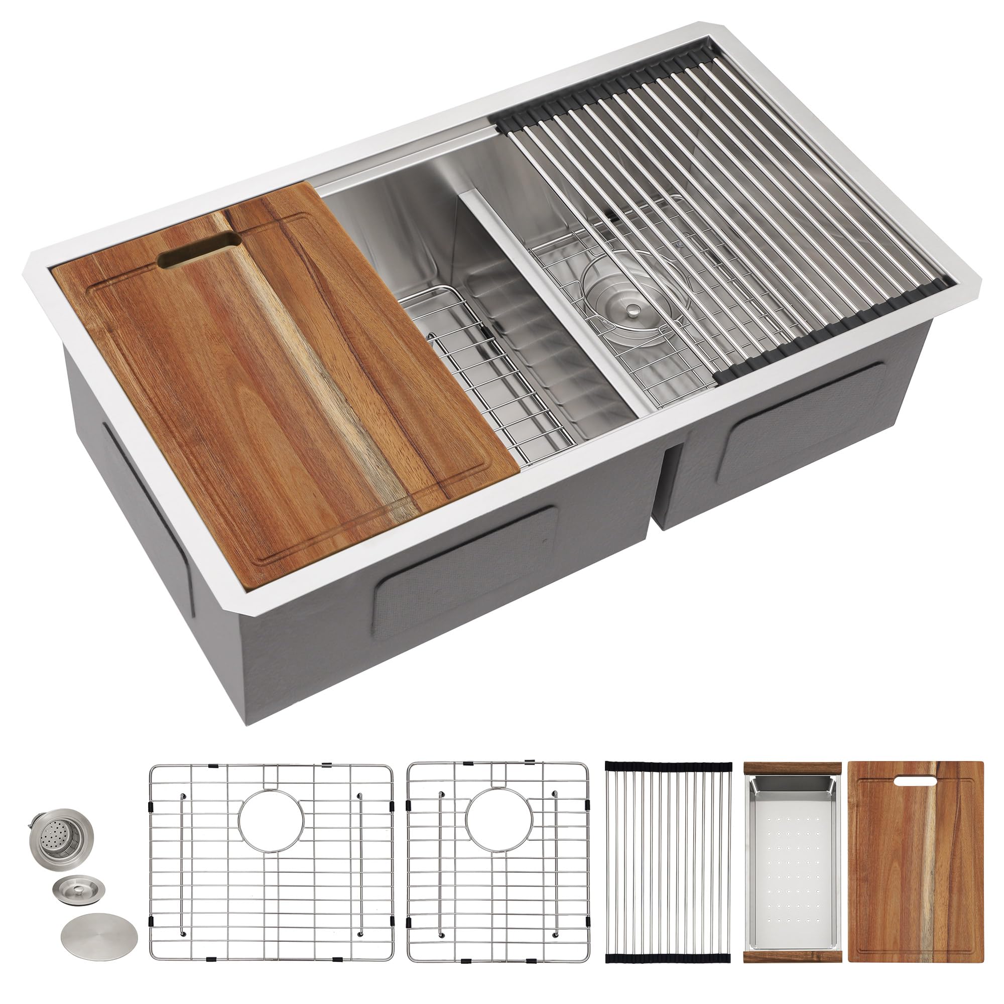 36 Undermount Kitchen Sink Double Bowl - Fulorni 36x19 Inch Kitchen ...