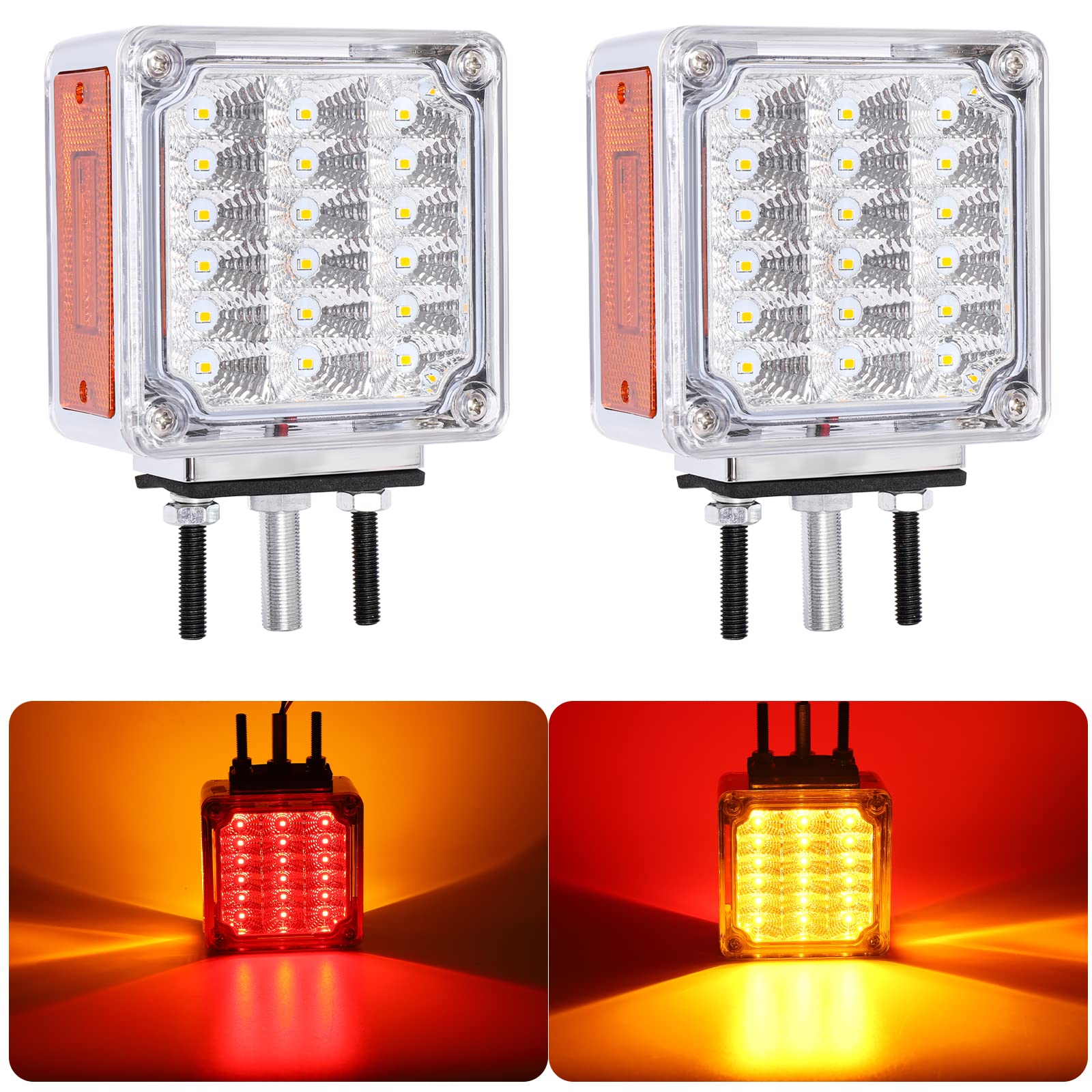Buy OGATOO Double Face Amber LED Trailer Lights, Square 39 LED Pedestal ...