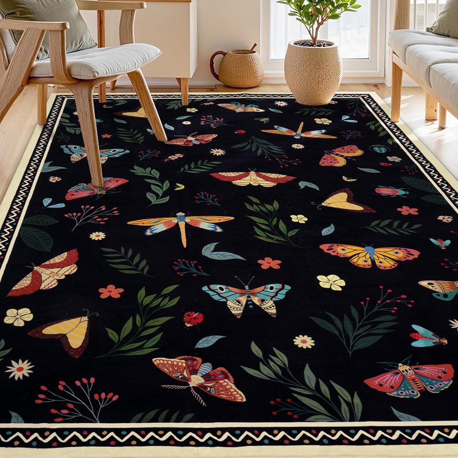 Amazon.com: ASPMIZ Insect Area Rug 5X7, Black Bedroom Rug Non Slip ...