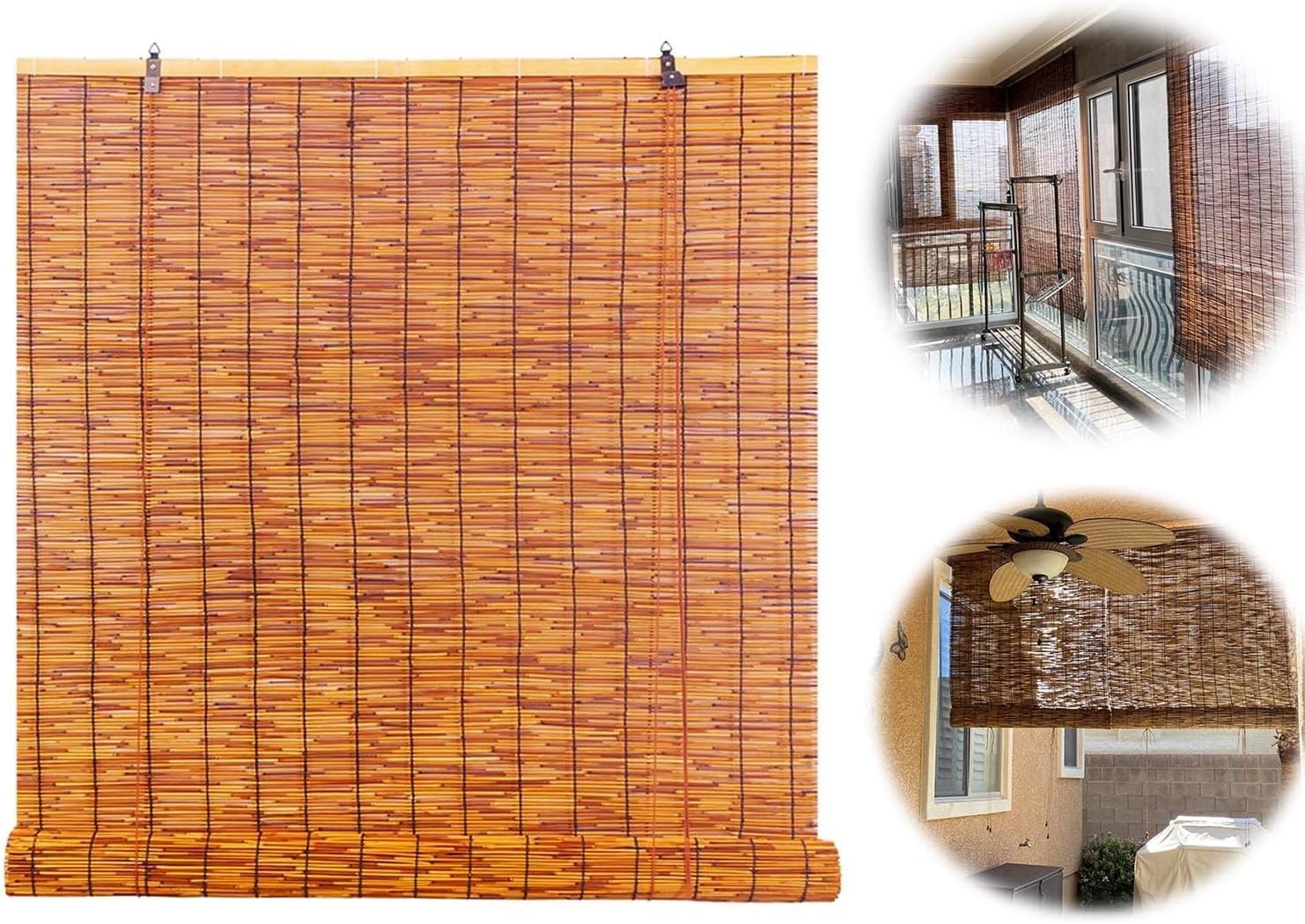 Amazon.com: Bamboo Blinds Curtain Outdoor Patio Shades,Retro Roll-up ...