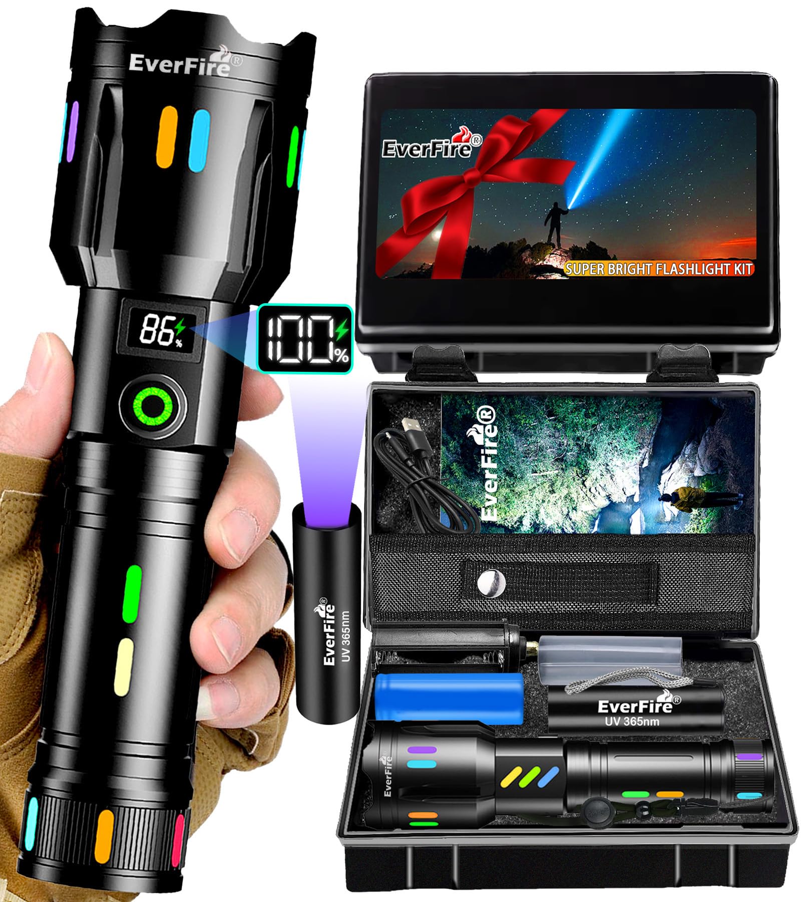 LED Flashlight, Rechargeable Flashlights High Lumens Bright 990000 ...