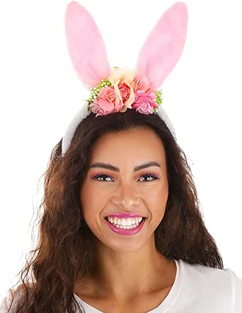 Amazon.com: Floral Easter Bunny Ears Plush Headband Costume Accessory ...