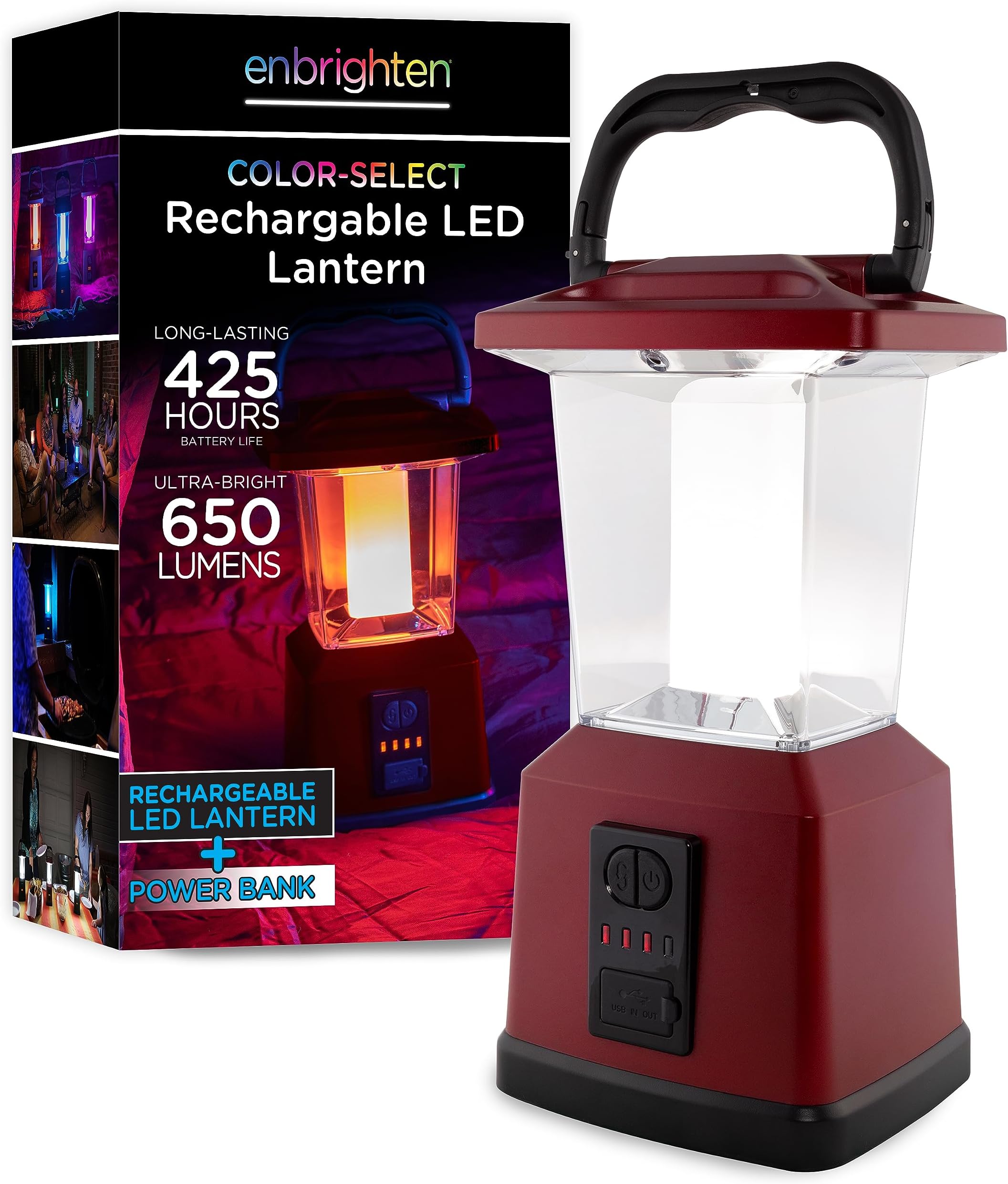 Amazon.com: Enbrighten LED Large Camping Lantern, Battery Powered, USB ...