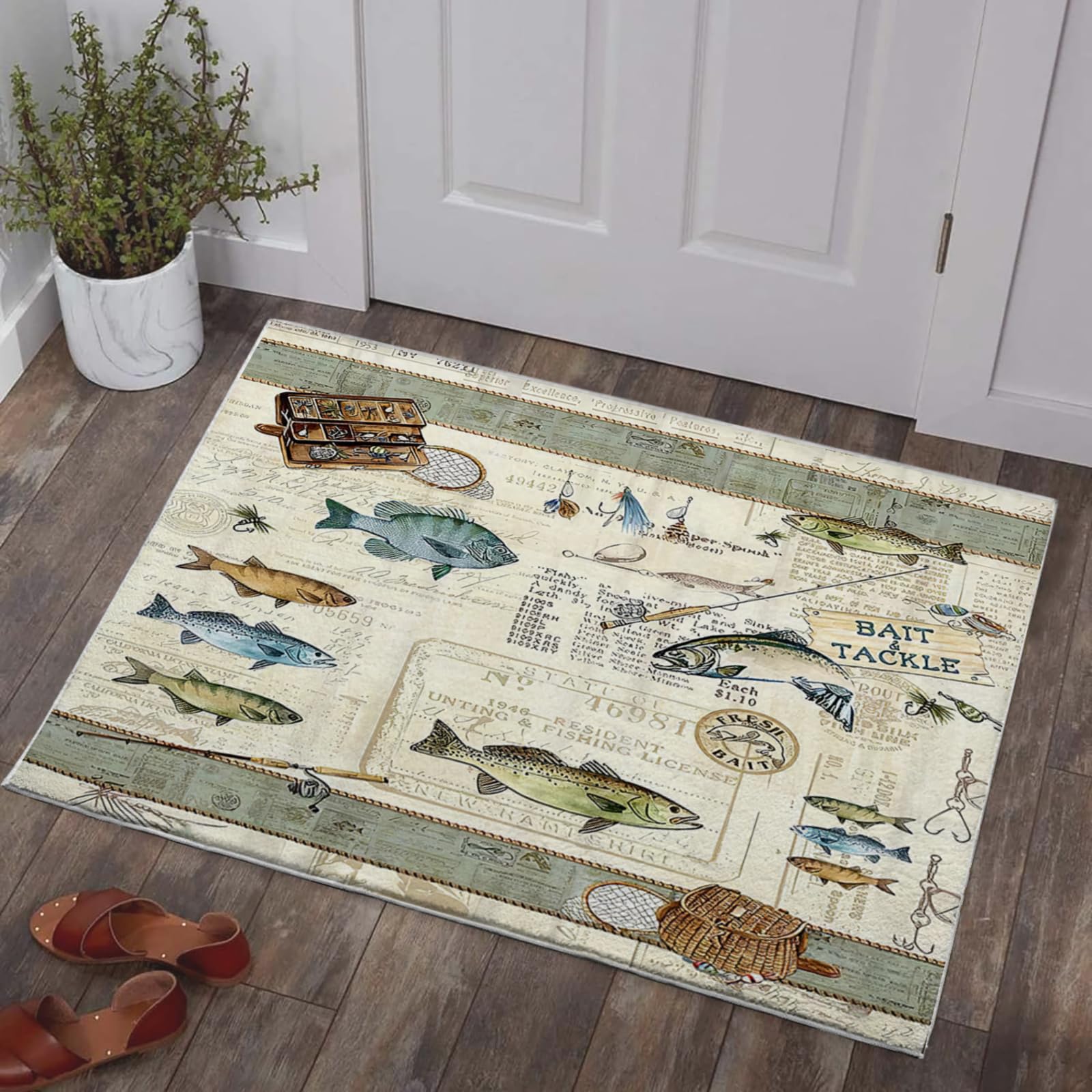 Amazon.com: citari Fishing Area Rug 2x3 ft for Bedroom Entryway Rugs ...