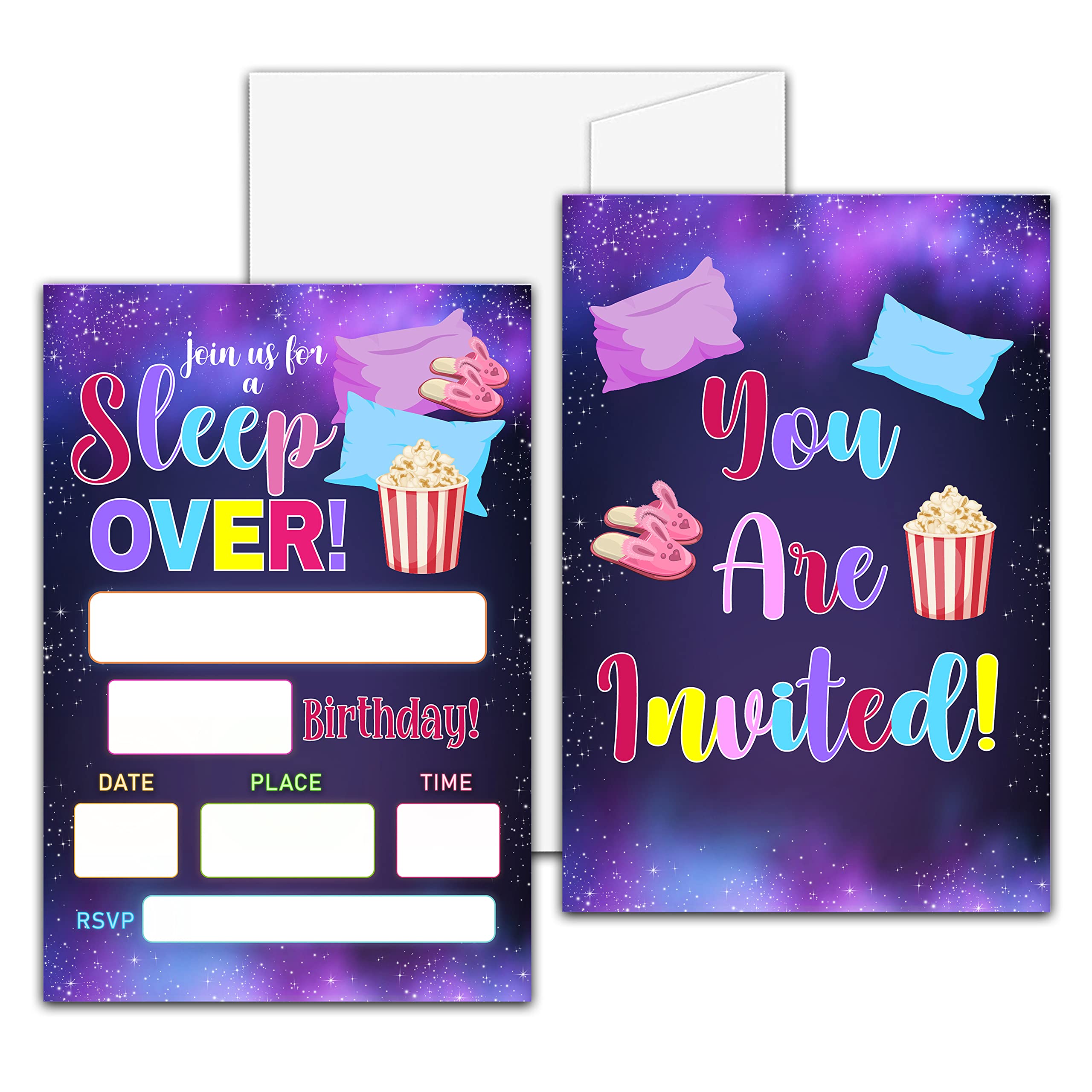Girl Sleep Over Birthday Printable Party Invitations