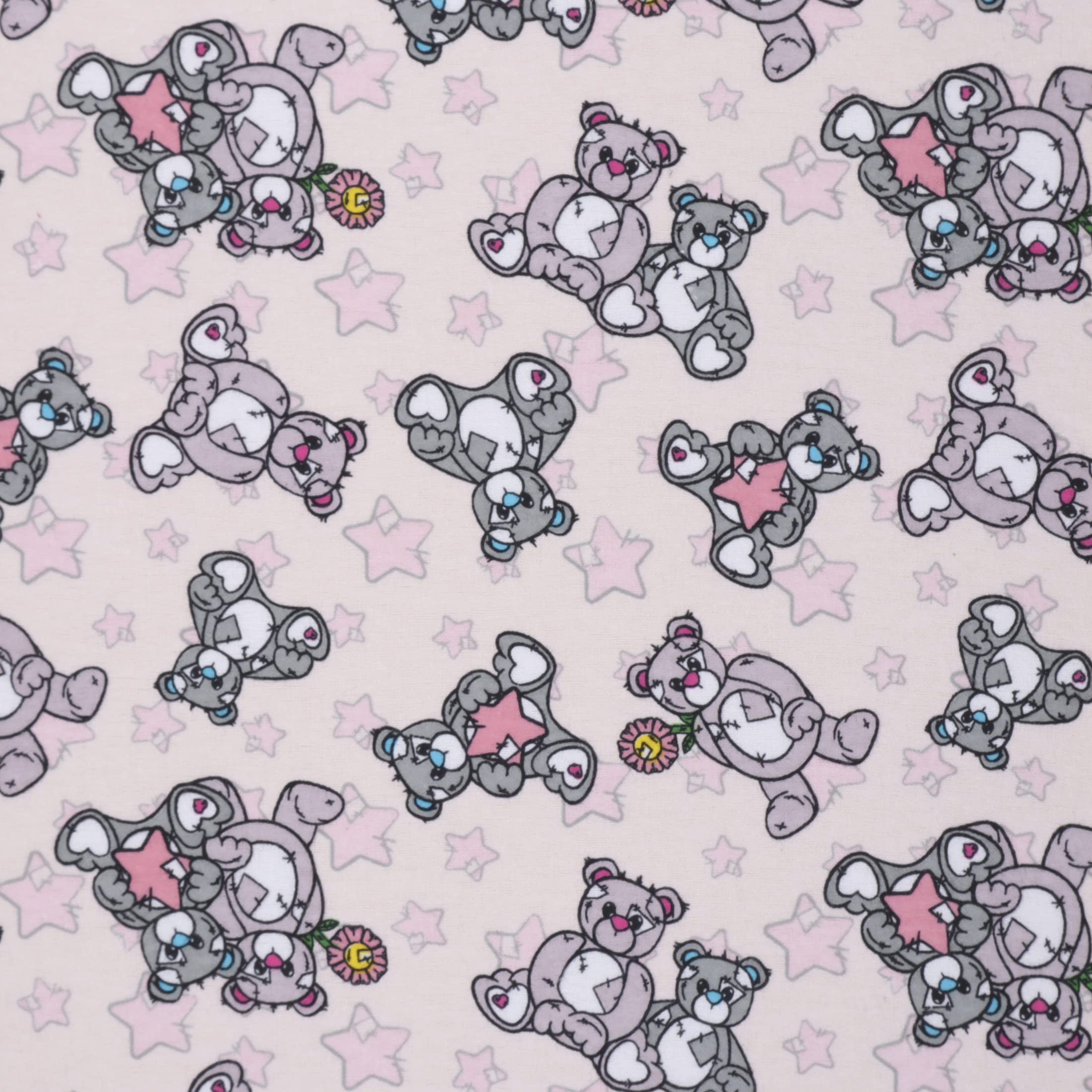 Amazon.com: Mook Fabrics Flannel PRT Teddy Star 0621, Pink Cut by The Yard