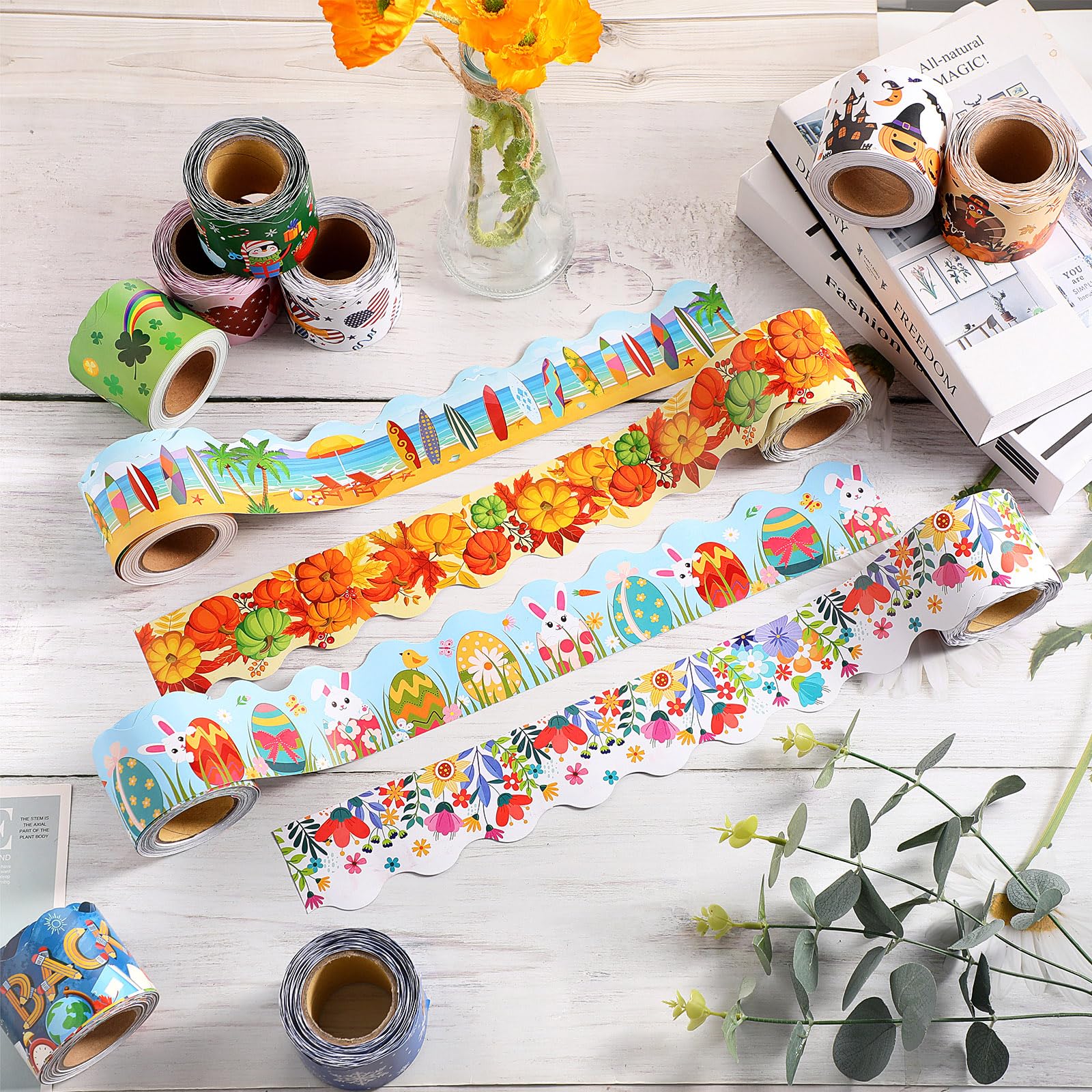 Snapklik.com : 12 Rolls 394 Ft Holiday Bulletin Board Borders Seasonal ...