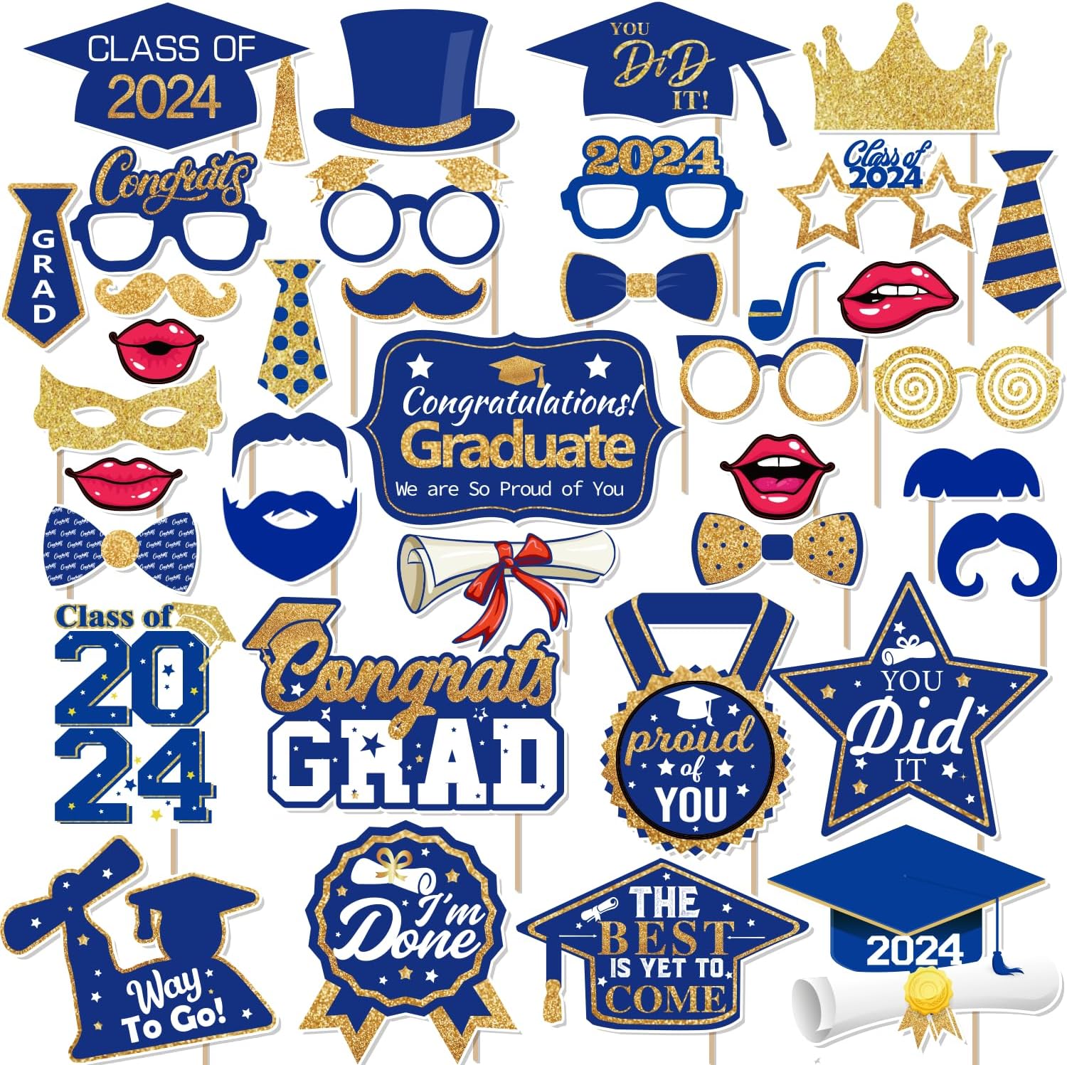 Amazon.com: Pack of 38 Graduation Photo Booth Props 2023, Graduation ...
