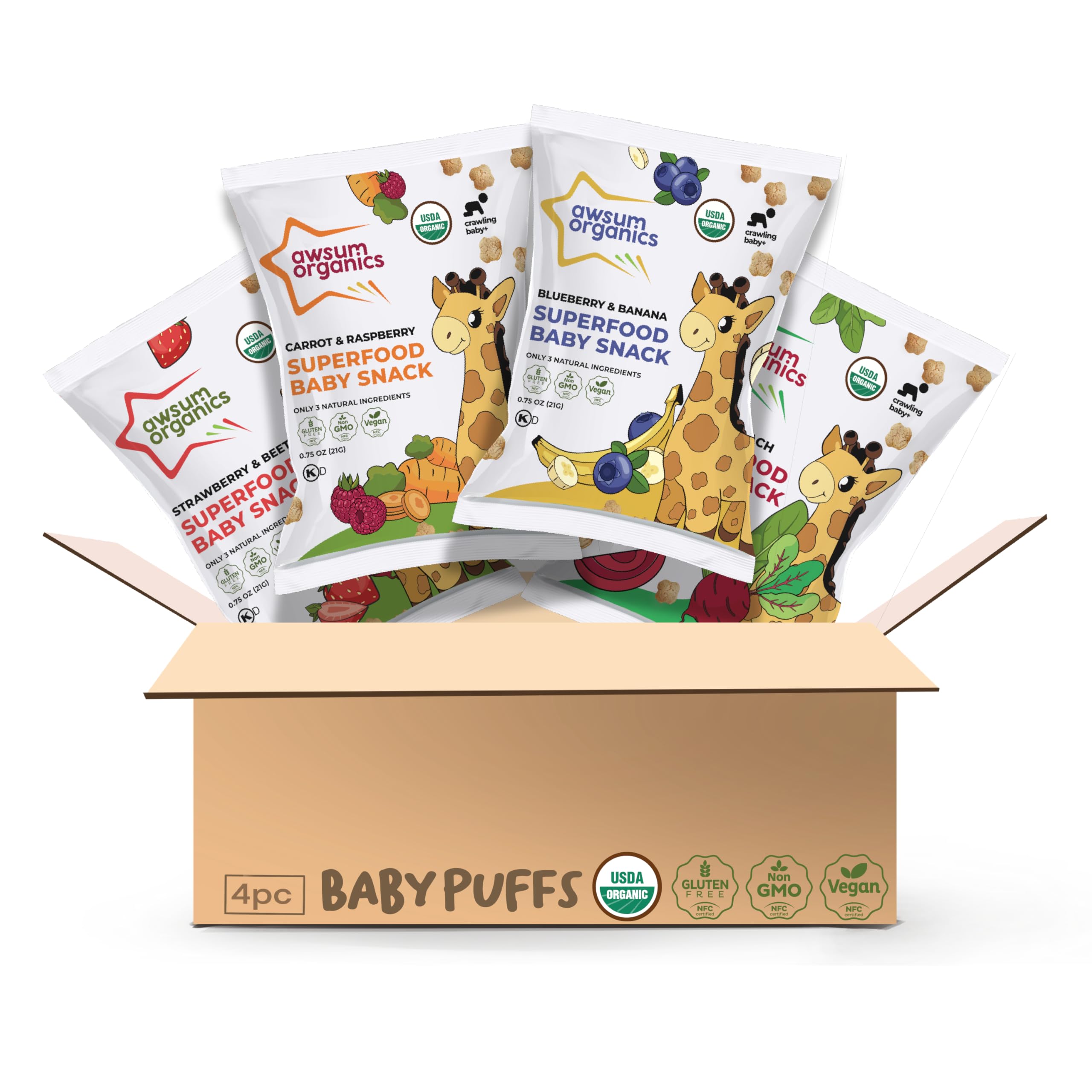 Amazon.com: Awsum Organics Baby Snacks - Happy Healthy Baby Food ...