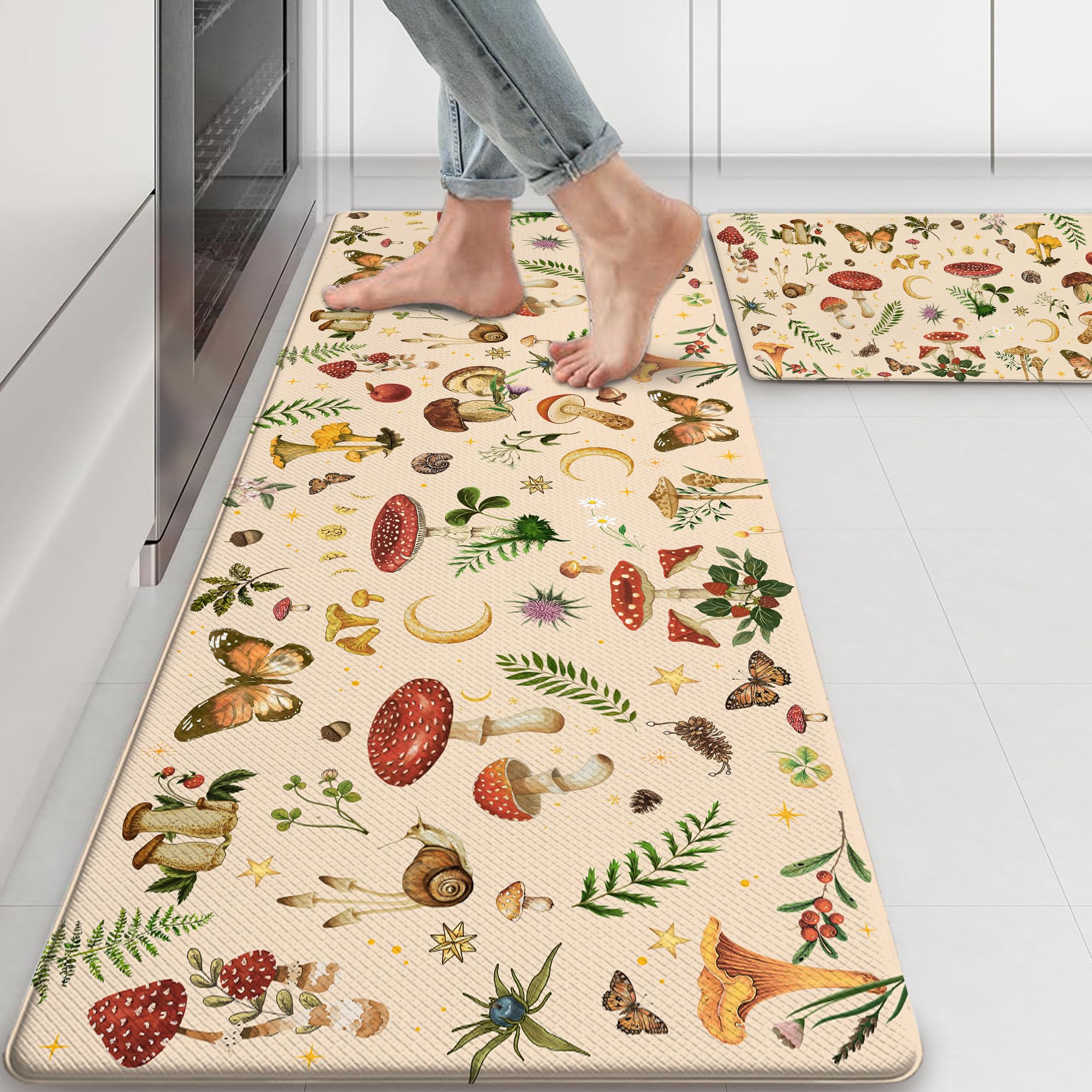 Amazon.com: Zussun Mushroom Rug Kitchen Mats for Floor Cushioned Anti ...